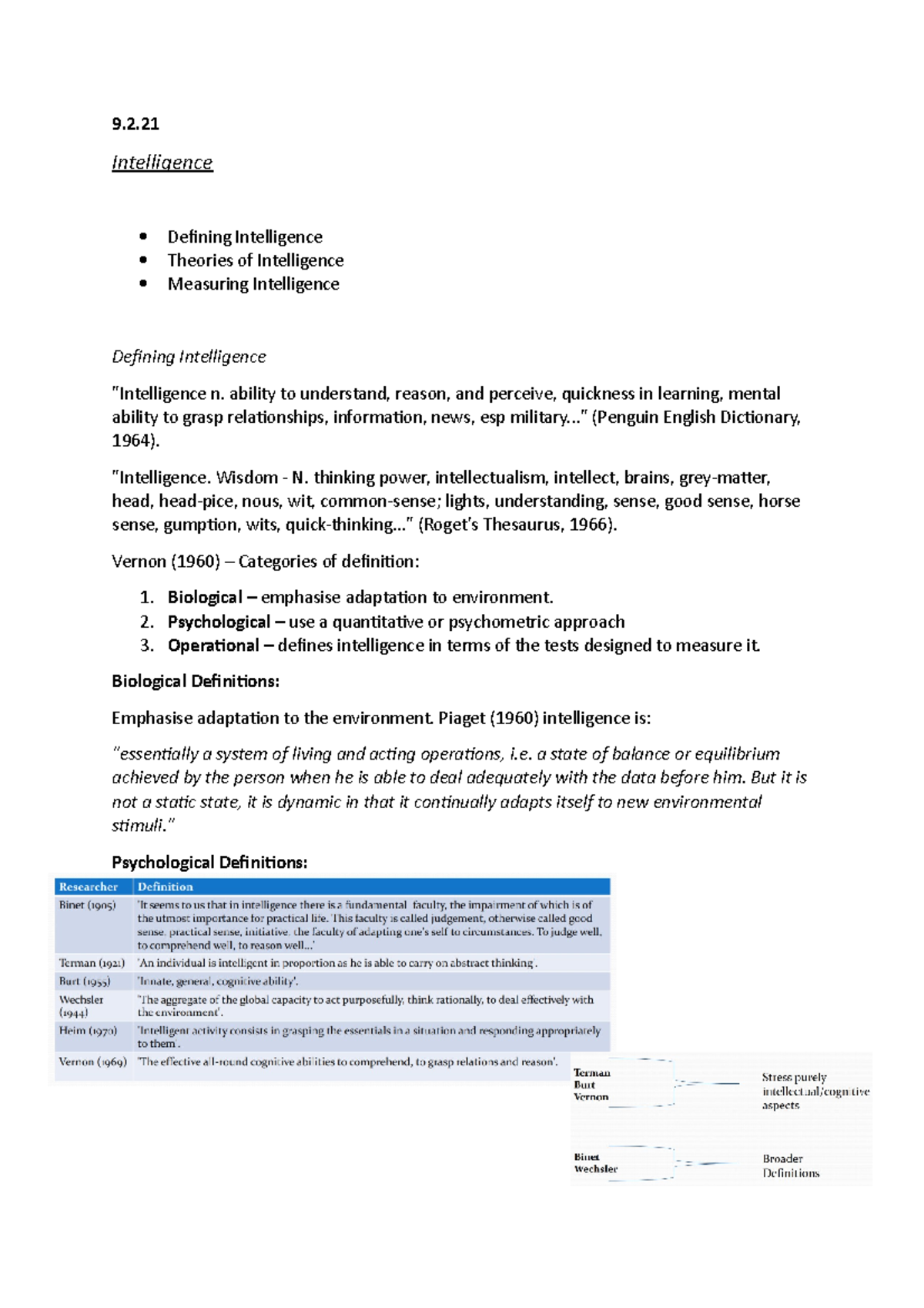 Intelligence lecture - 9. Intelligence Defining Intelligence Theories ...
