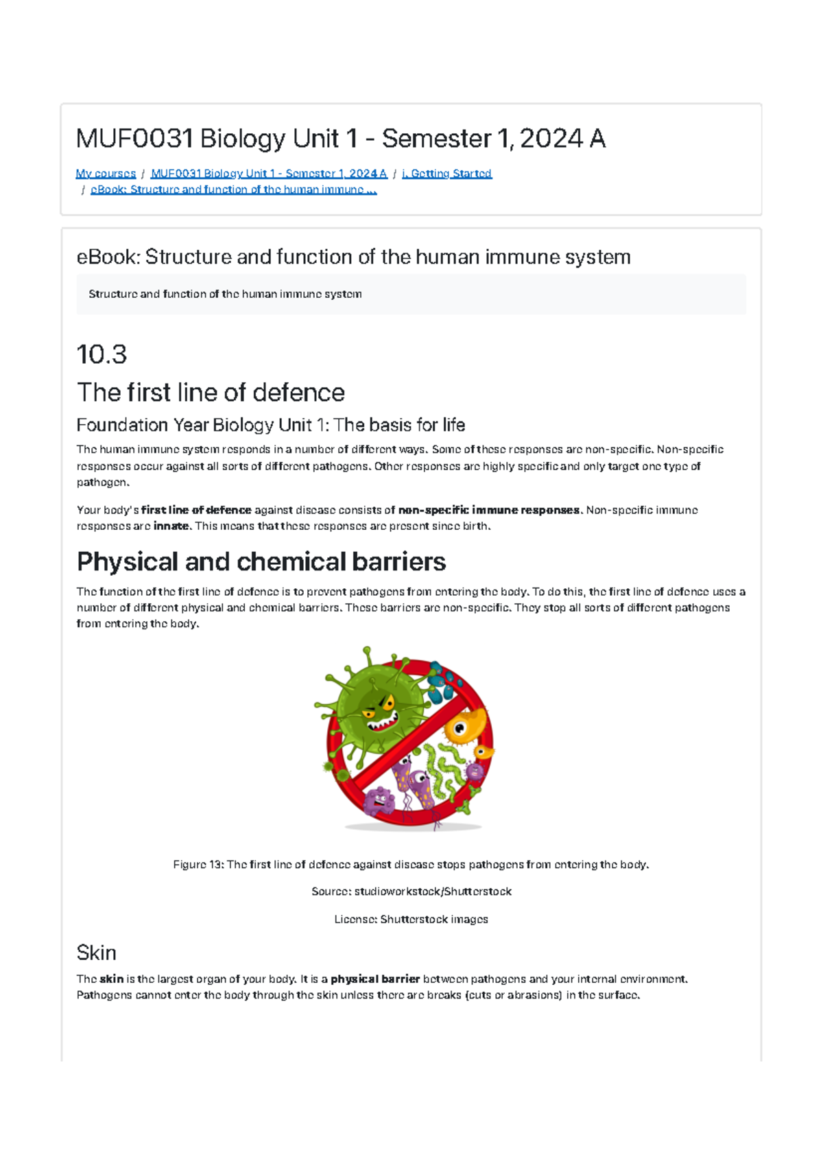 10.3 The first line of defence - eBook: Structure and function of the ...