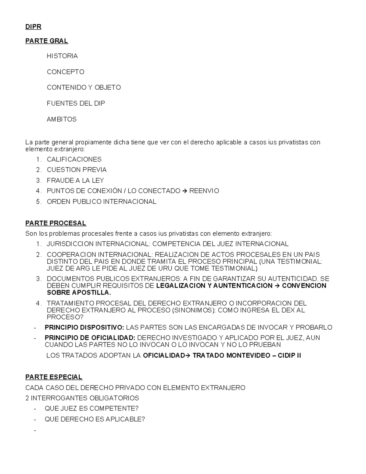 Resumen DIPr. AP - DIPR PARTE GRAL HISTORIA CONCEPTO CONTENIDO Y OBJETO ...