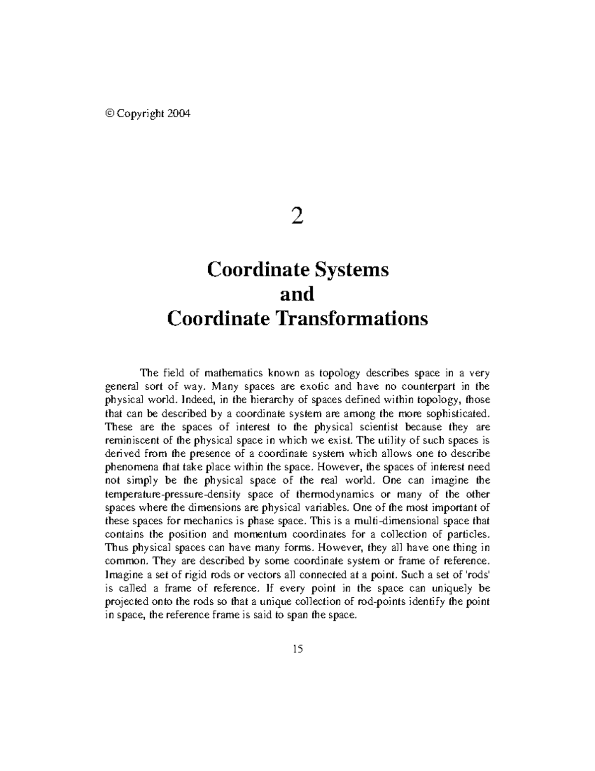 CARTESIAN GEOMETRY - © Copyright 2004 2 Coordinate Systems and ...