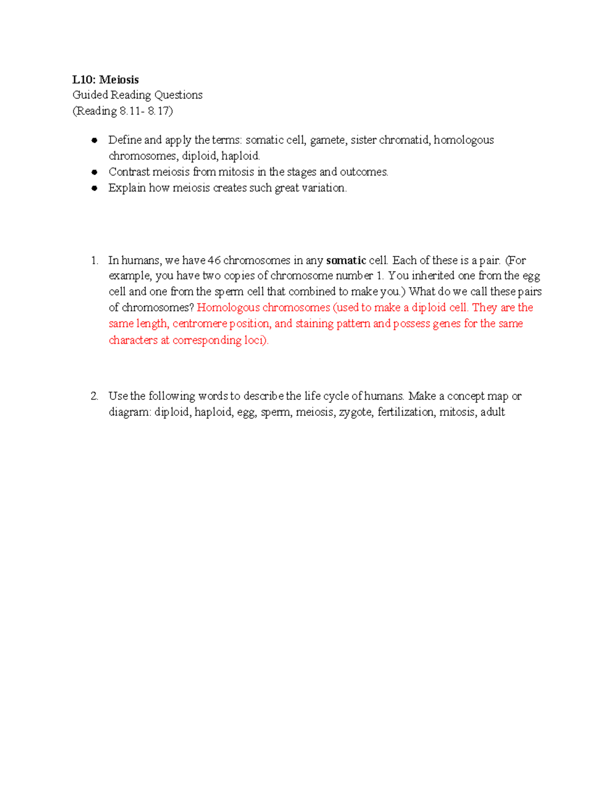 BIO101 GRQ #10 - grq - L10: Meiosis Guided Reading Questions (Reading 8 ...