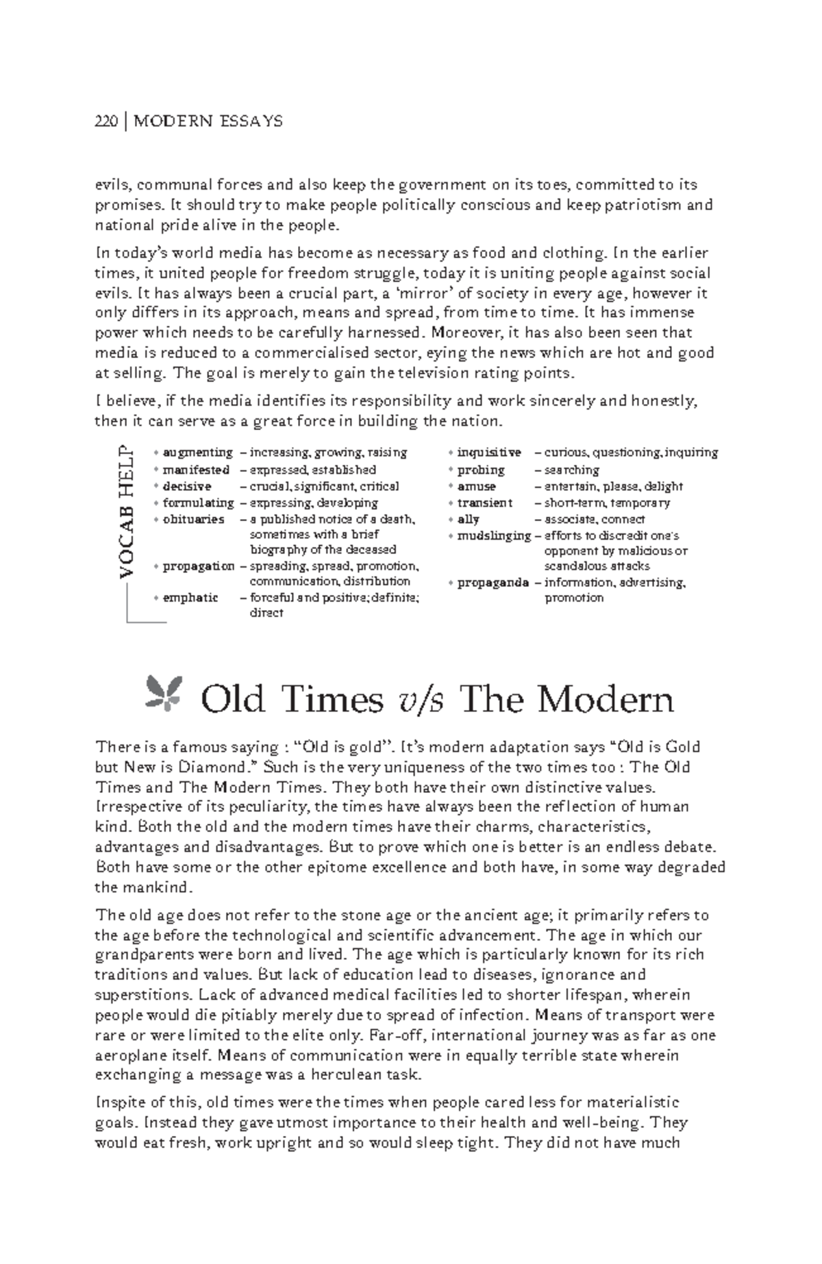 Essay topic, Old times vs The modern - evils, communal forces and also ...