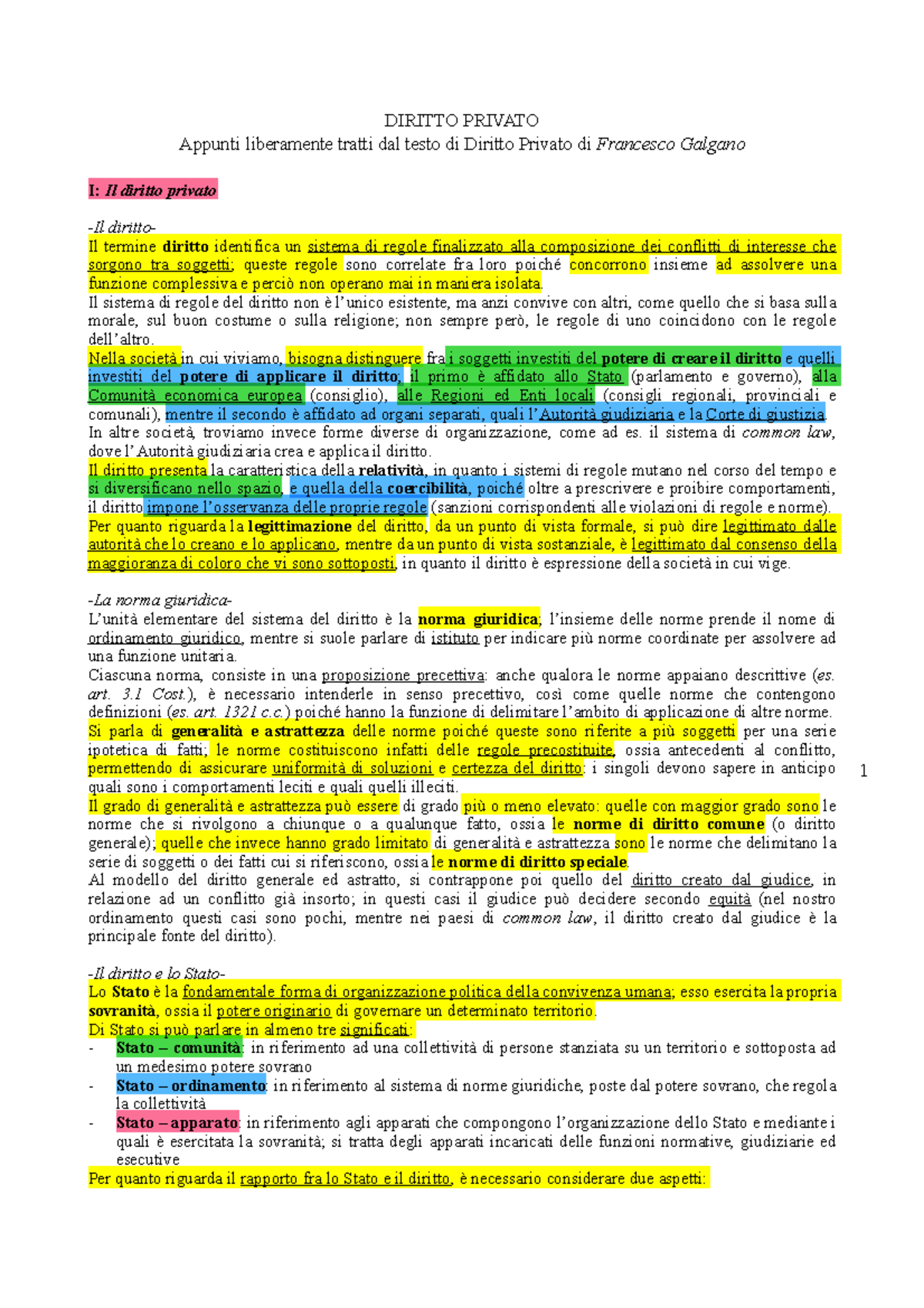 Diritto Privato - Il sistema di regole del diritto non è l’unico ...
