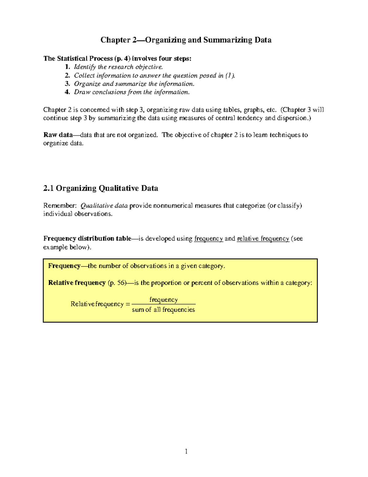 Ch2 Organizing and Summarizing Data - Chapter 2—Organizing and Summarizing Data The Statistical ...