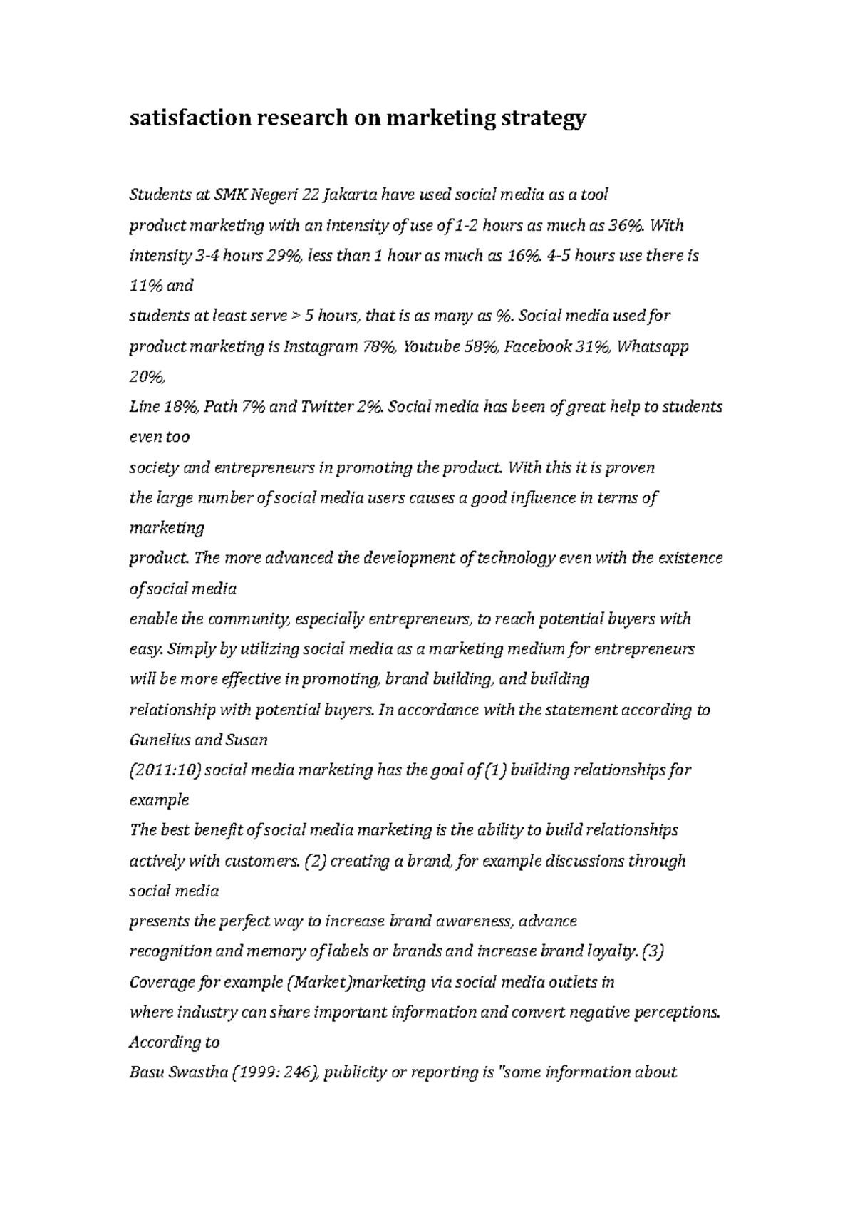 Satisfaction research on marketing strategy - satisfaction research on ...