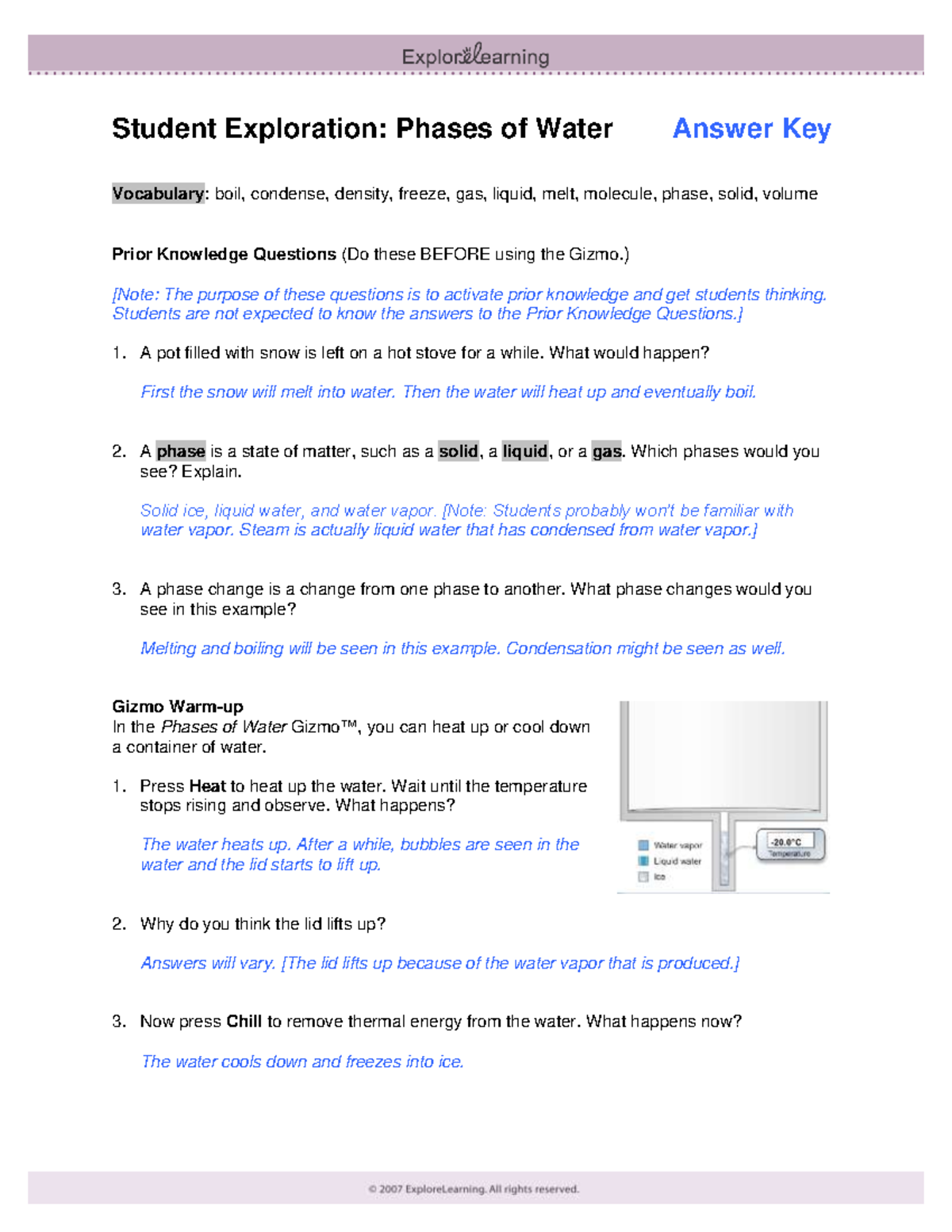 Gizmo Phases Of Water Key MATH 18 Studocu