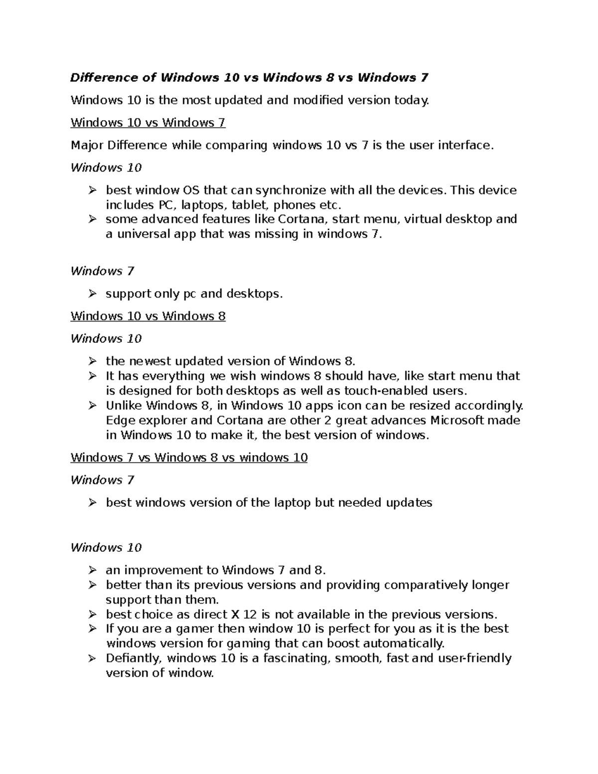 Difference of Windows 10 8 and 7 - Difference of Windows 10 vs Windows ...