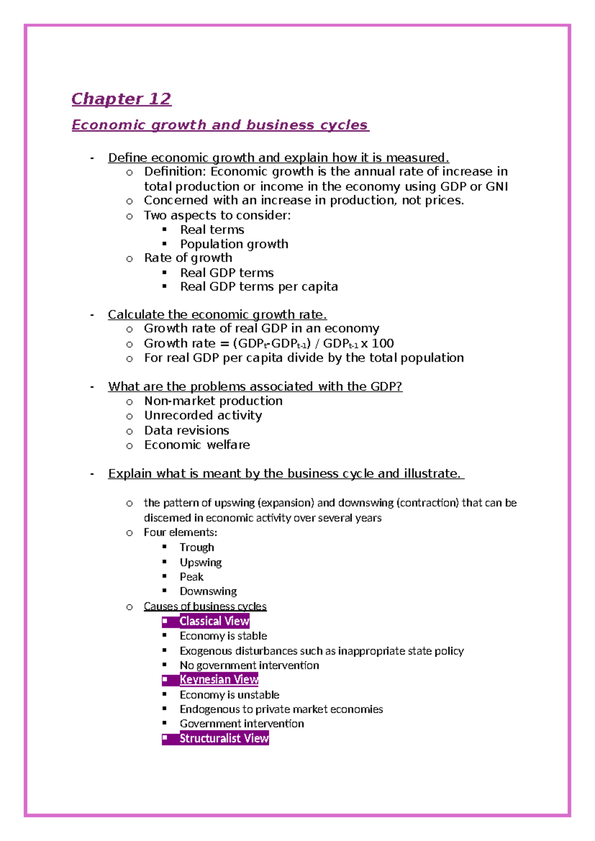 Economic growth and business cycles - Chapter 12 Economic growth and ...