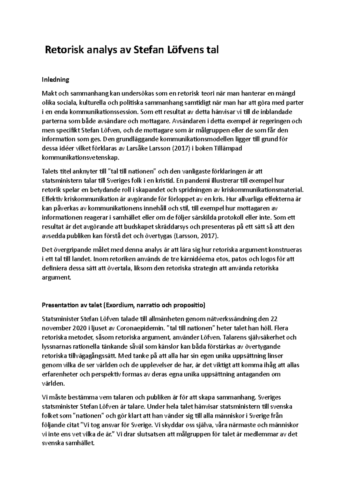 Tal analys- Statsminister Stefan Löfvens tal till nationen den 22 ...