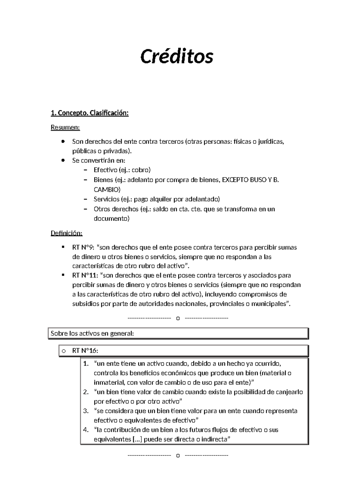 Créditos - teoria - Créditos Concepto. Clasificación: Resumen: Son ...