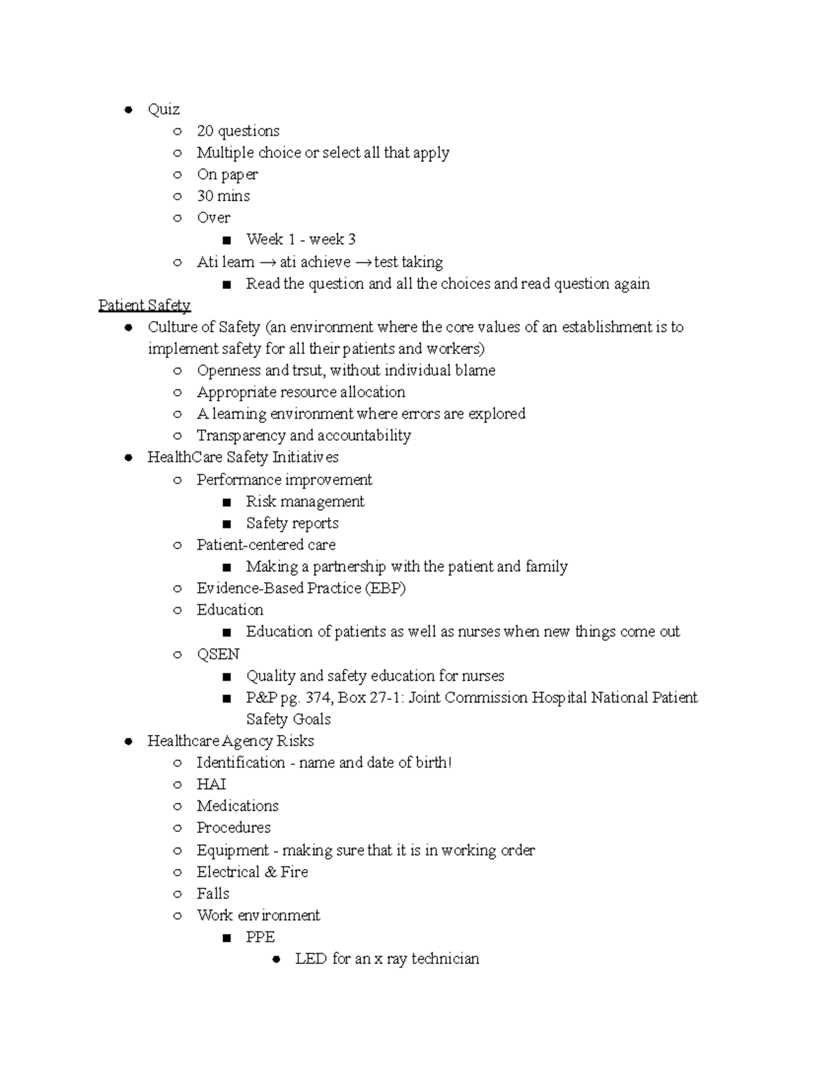 Week 3 Patient Safety and Ergonomics - Quiz 20 questions Multiple ...