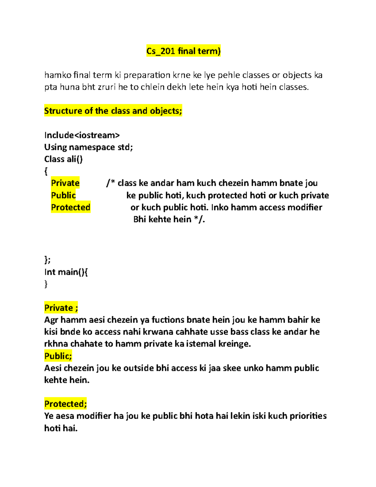 Final term basic concept - Cs_201 final term) hamko final term ki preparation krne ke lye pehle ...