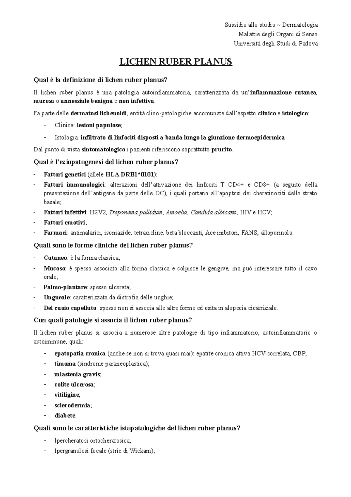 Lichen ruber planus - Fa parte delle dermatosi lichenoidi , entità ...