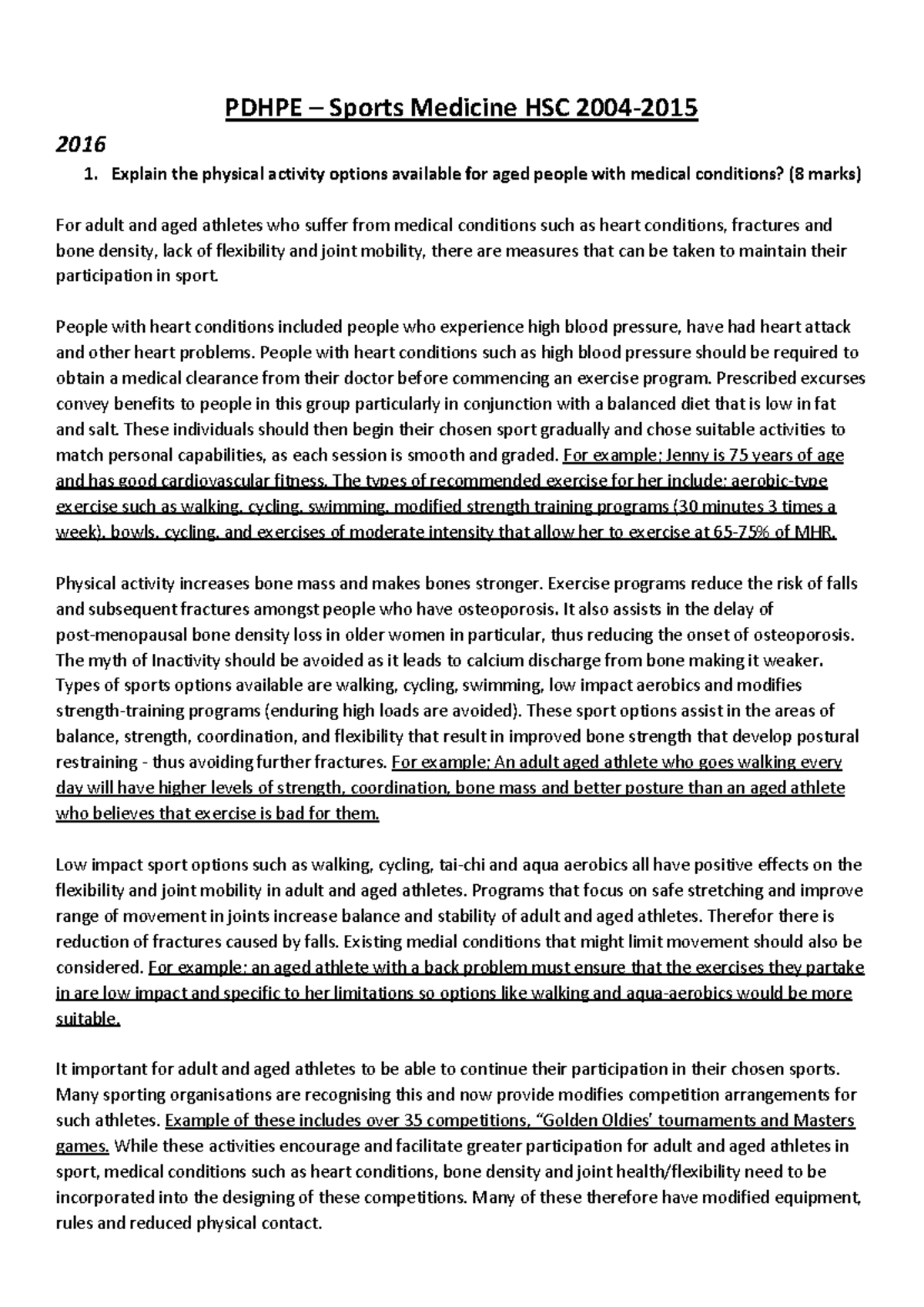 Past Paper Essay Questions – Sports Medicine 2004-2015 (Neilab Osman ...