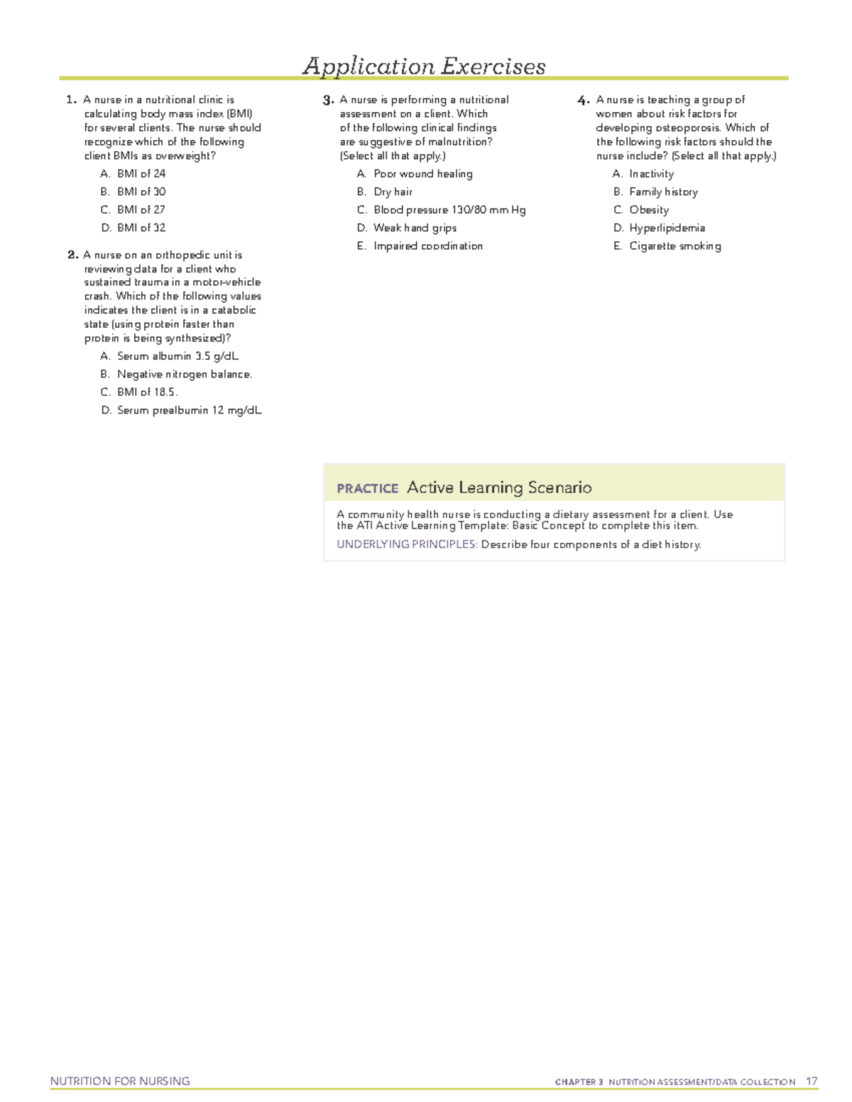 20 - NURSING NUTRITION - NUTRITION FOR NURSING CHAPTER 3 NUTRITION ...