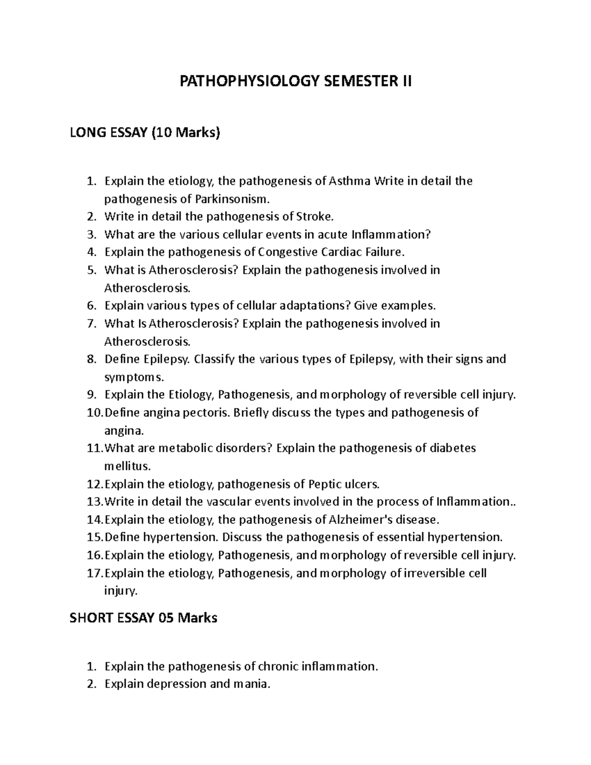 Pathophysiology-QB - Detailed analysis of notes - PATHOPHYSIOLOGY ...