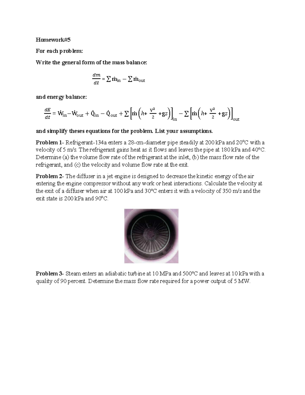 Hw 5 Thermo - Homework 5 - Homework# For each problem: Write the ...