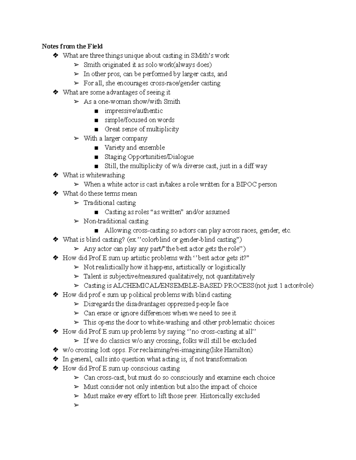 Untitled document - THEA NOTES - Notes from the Field What are three ...