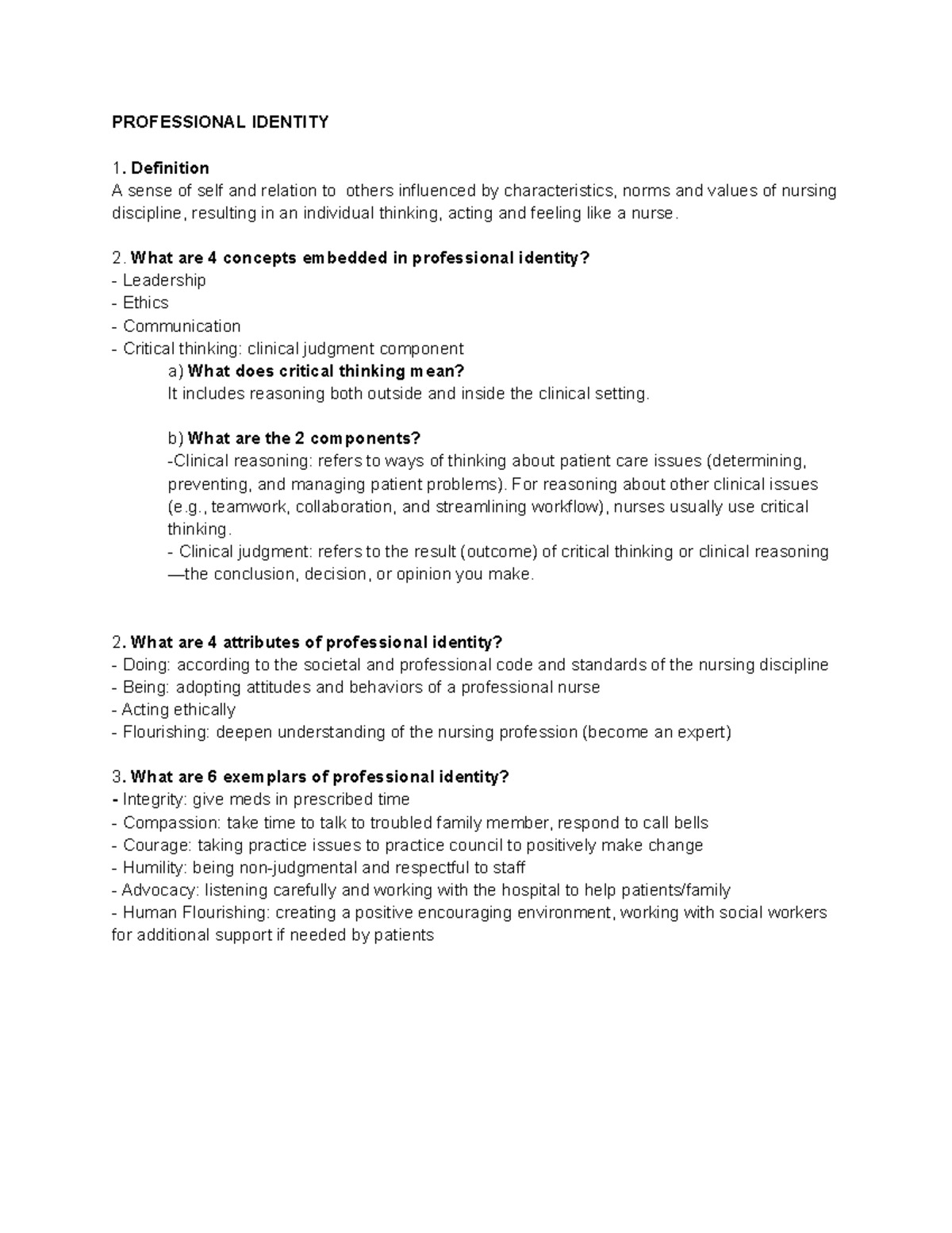 XV2QXBO9 - Summary. - PROFESSIONAL IDENTITY Definition A sense of self ...