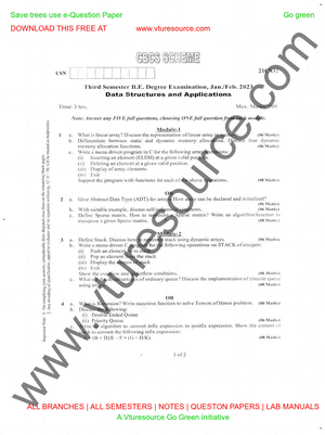 BCSL305 DSA LAB Syllabus - DATA STRUCTURES LABORATORY SEMESTER – III Course Code BCSL305 CIE ...