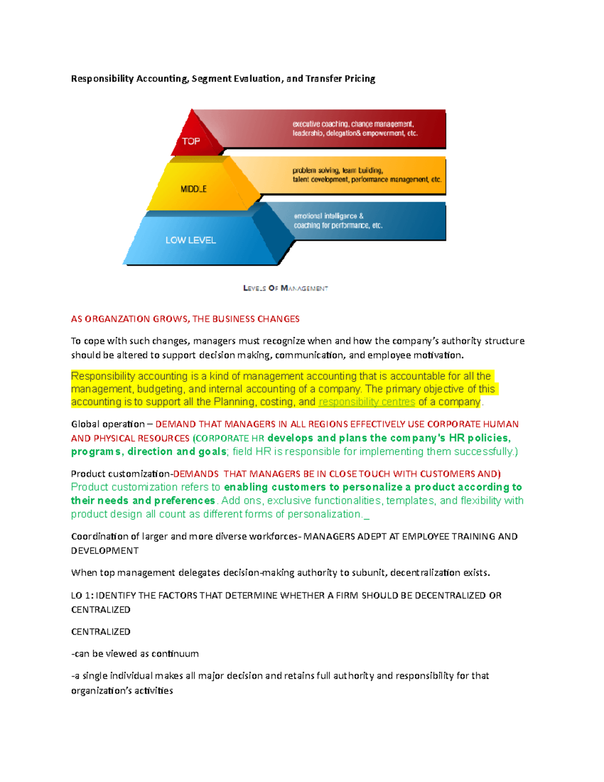 Responsibility Accounting- Report - Responsibility Accounting, Segment ...
