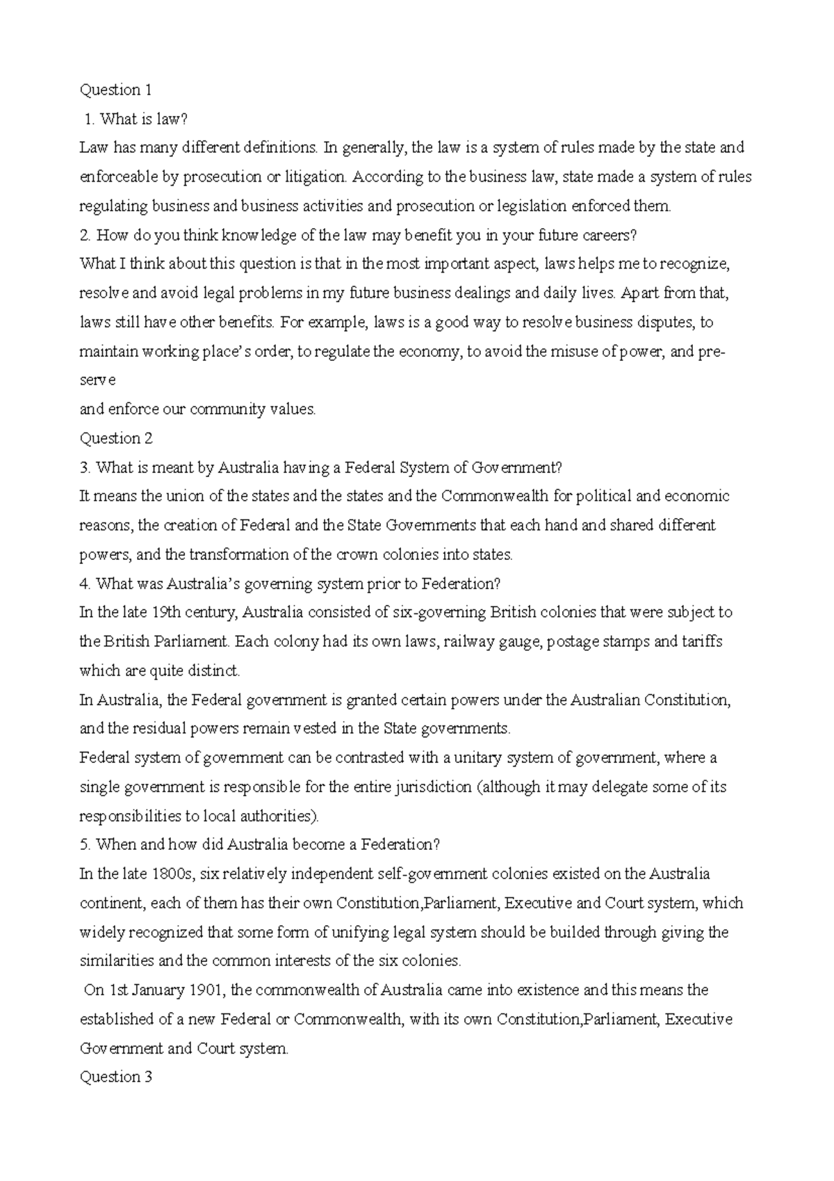 Tut 1 Laws1100 Question 1 What Is Law Law Has Many Different