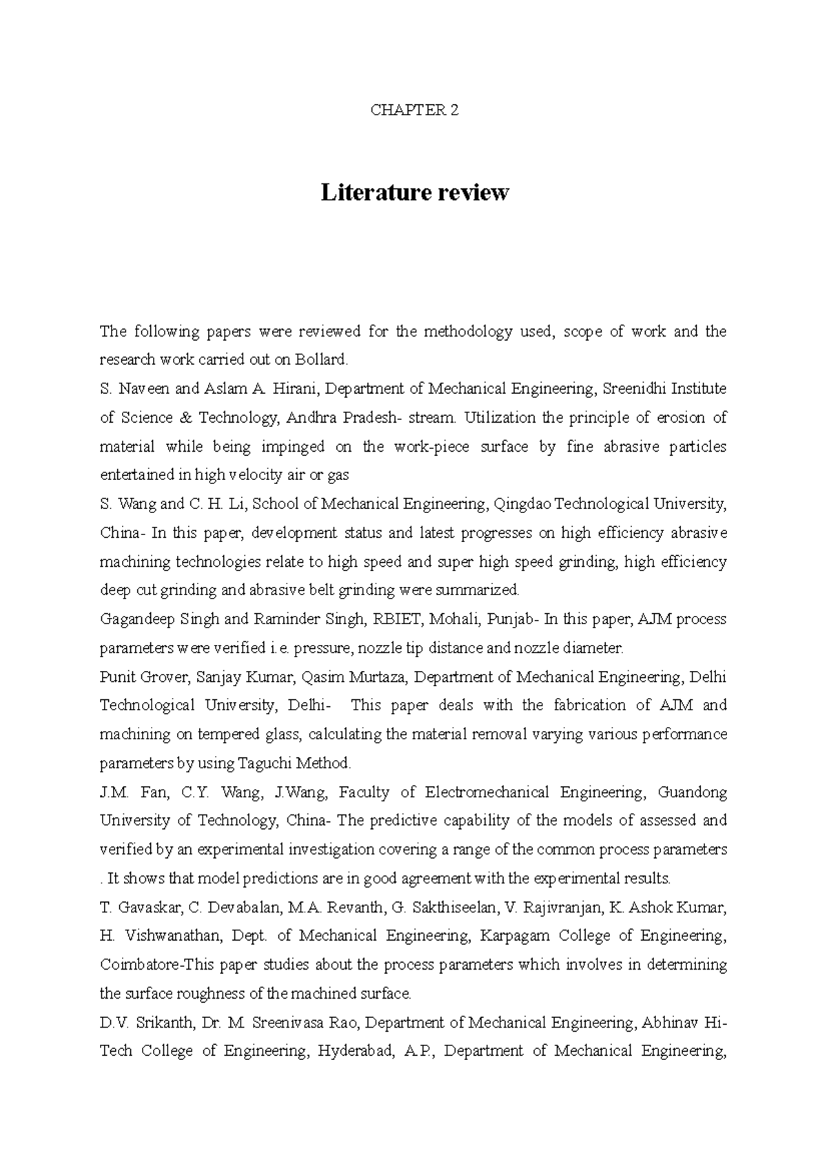 Literature - Mechanical Engineering Project material - CHAPTER 2 ...