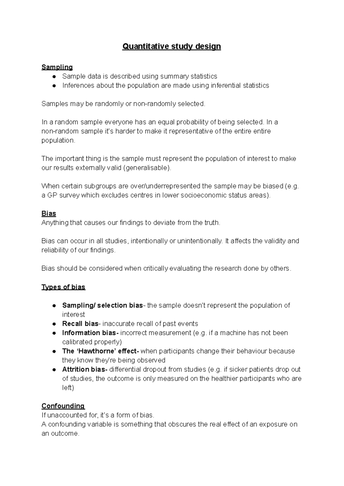 Critical numbers- Quantitative study design - Quantitative study design ...