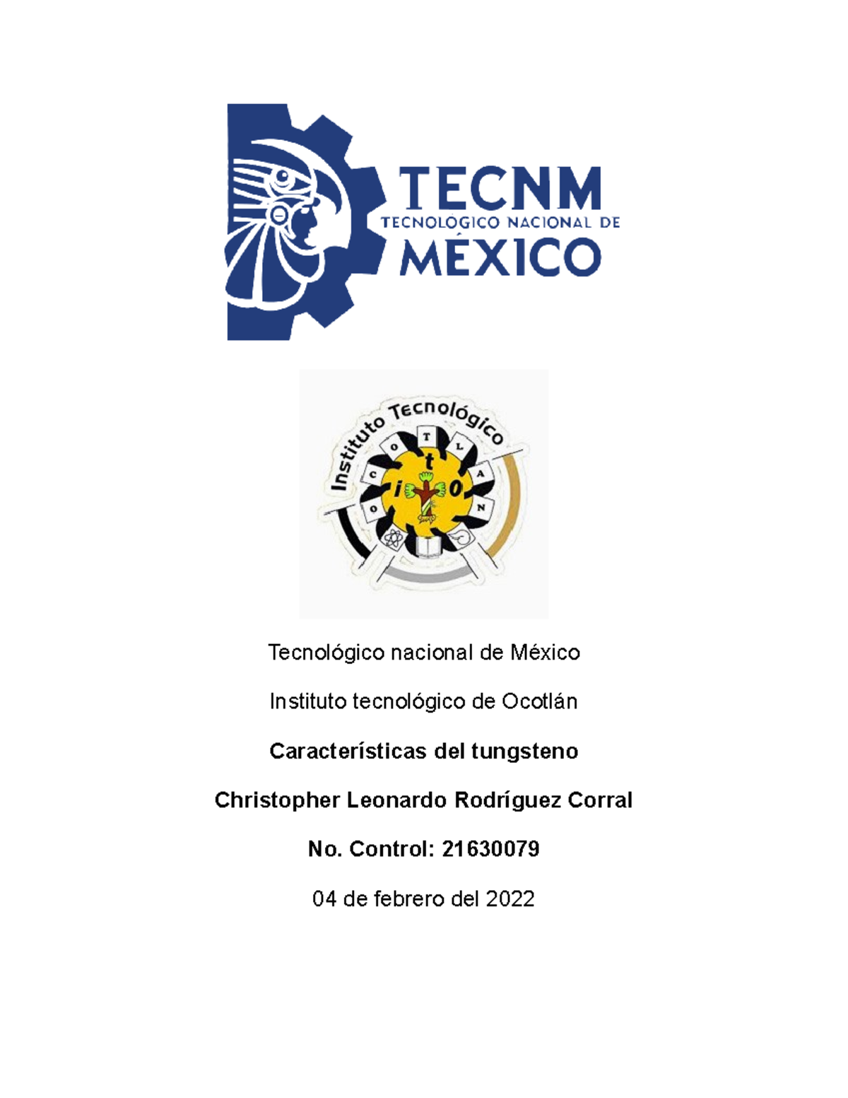 Tungsteno - Tecnológico nacional de México Instituto tecnológico de ...