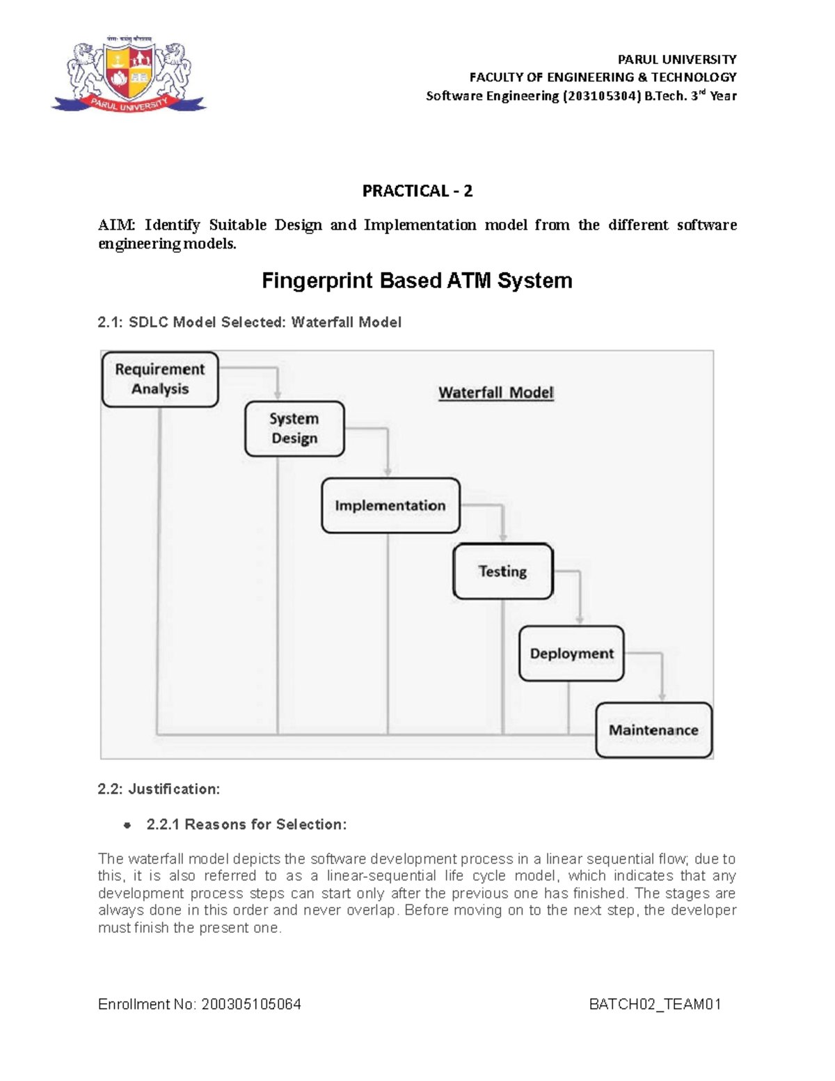 Practical - 2 - PARUL UNIVERSITY FACULTY OF ENGINEERING & TECHNOLOGY ...