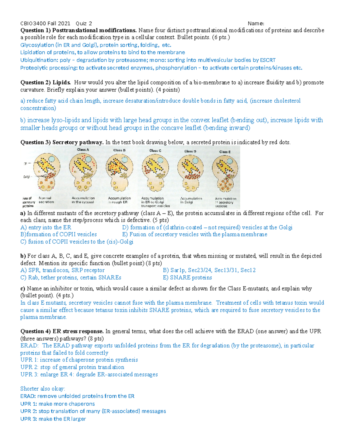 CBIO3400 2021 Exam1 KEY - CBIO3400 Fall 2021 Quiz 2 Name: Question 1 ...