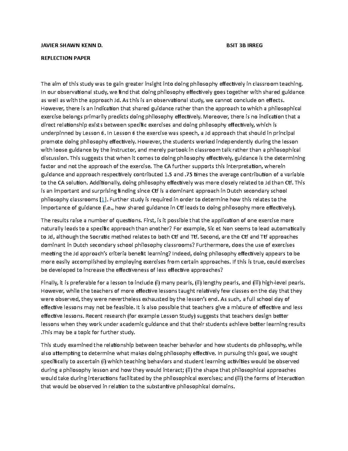 GE - Principle of Ethics - JAVIER SHAWN KENN D. BSIT 3B IRREG ...