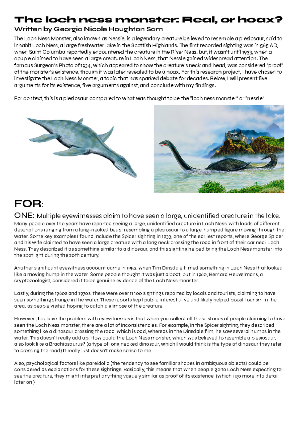 The loch ness monster Real, or hoax - The loch ness monster: Real, or ...