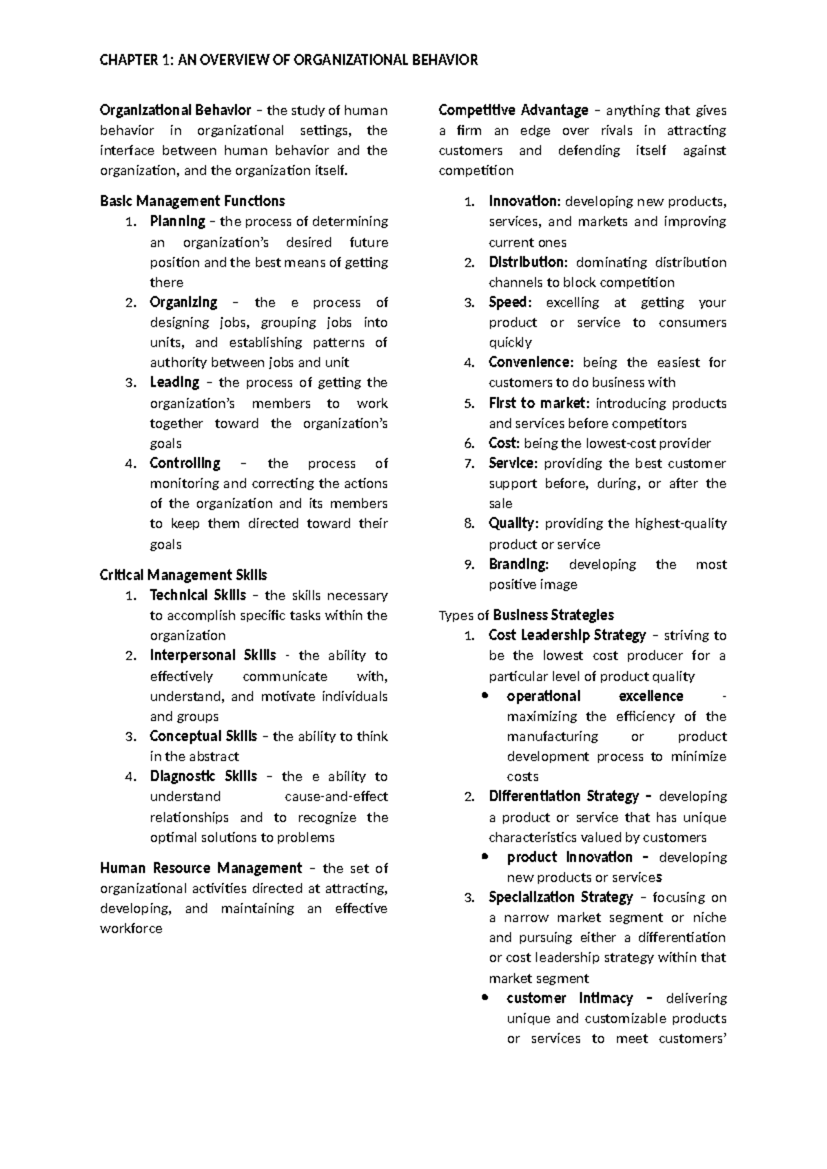 Organizational Behavior - CHAPTER 1: AN OVERVIEW OF ORGANIZATIONAL ...