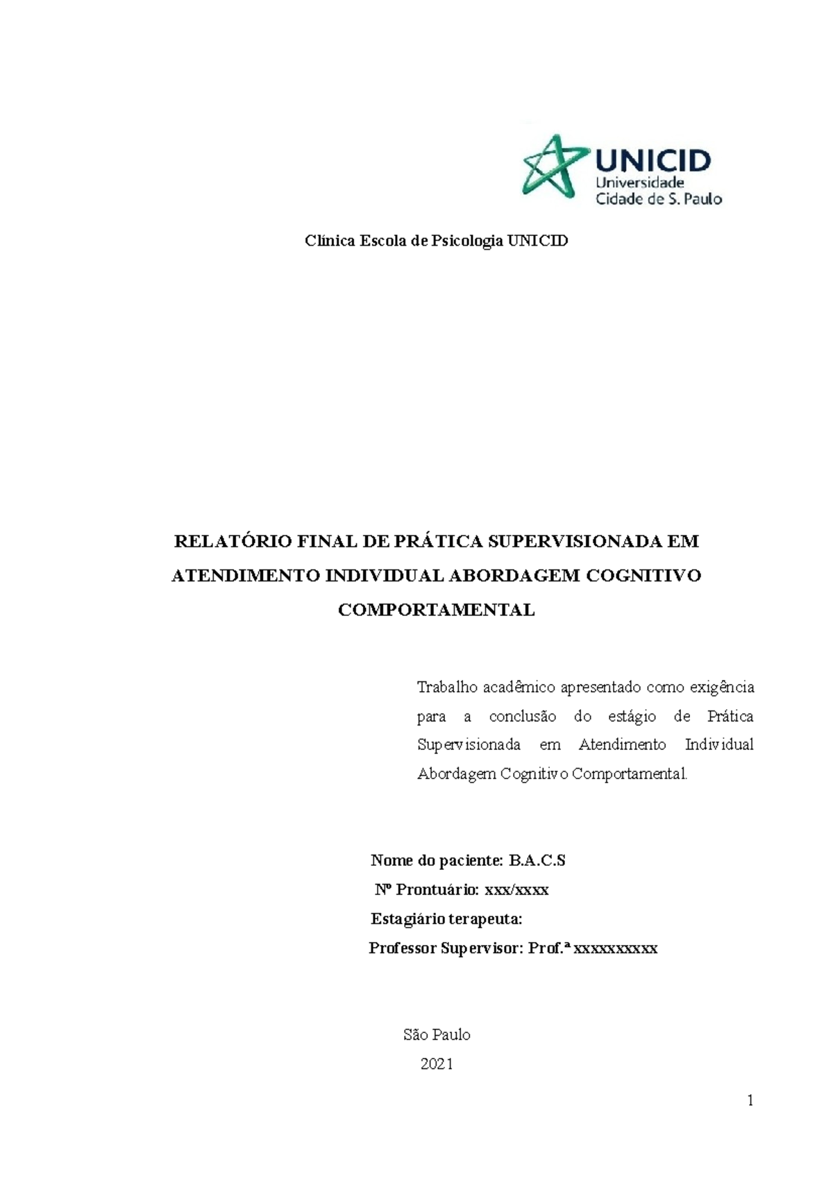 C - Relatório Final - Psicoterapias, Psicodiagnóstico - Clínica Escola ...