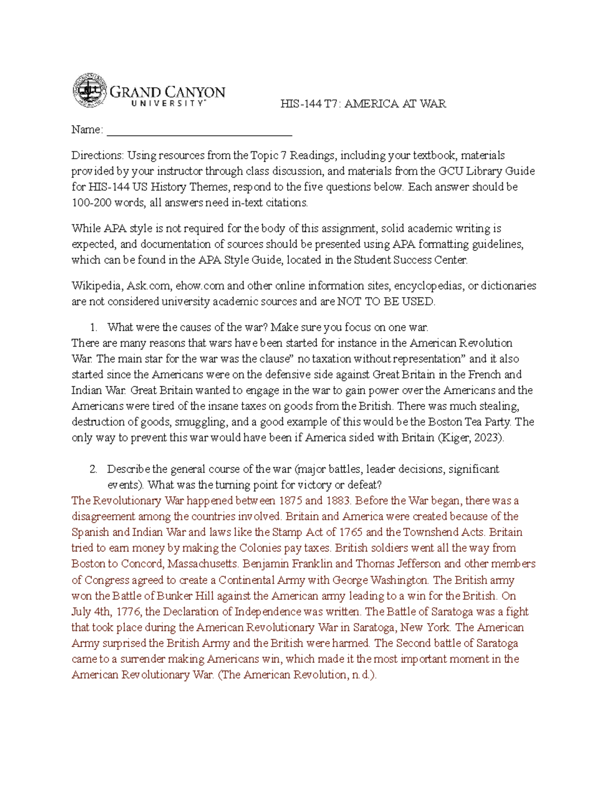 HIS-144-RS-America at War Worksheet.docx - HIS-144 T7: AMERICA AT WAR ...