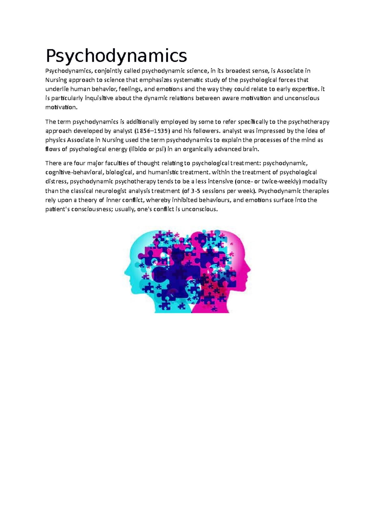 DE100 Psychodynamics - Psychodynamics Psychodynamics, conjointly called ...