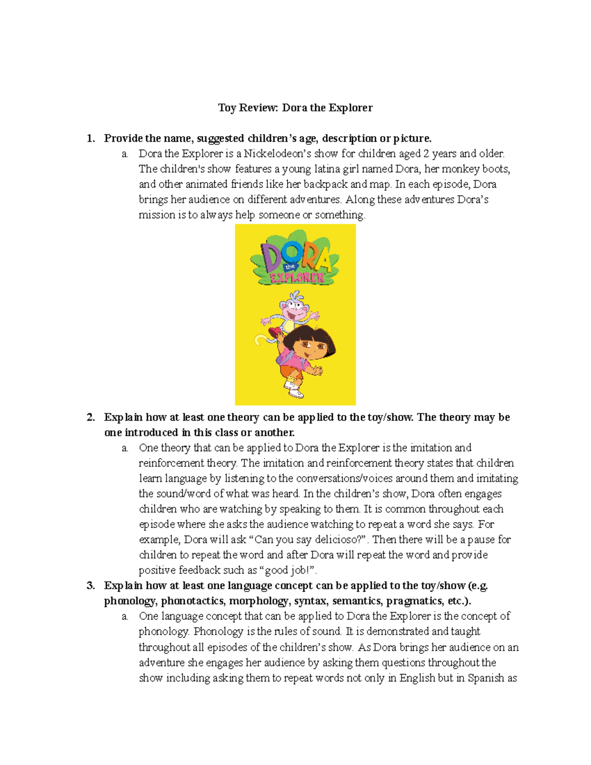 Toy Review - Aislyn Siharath - Toy Review: Dora the Explorer Provide ...