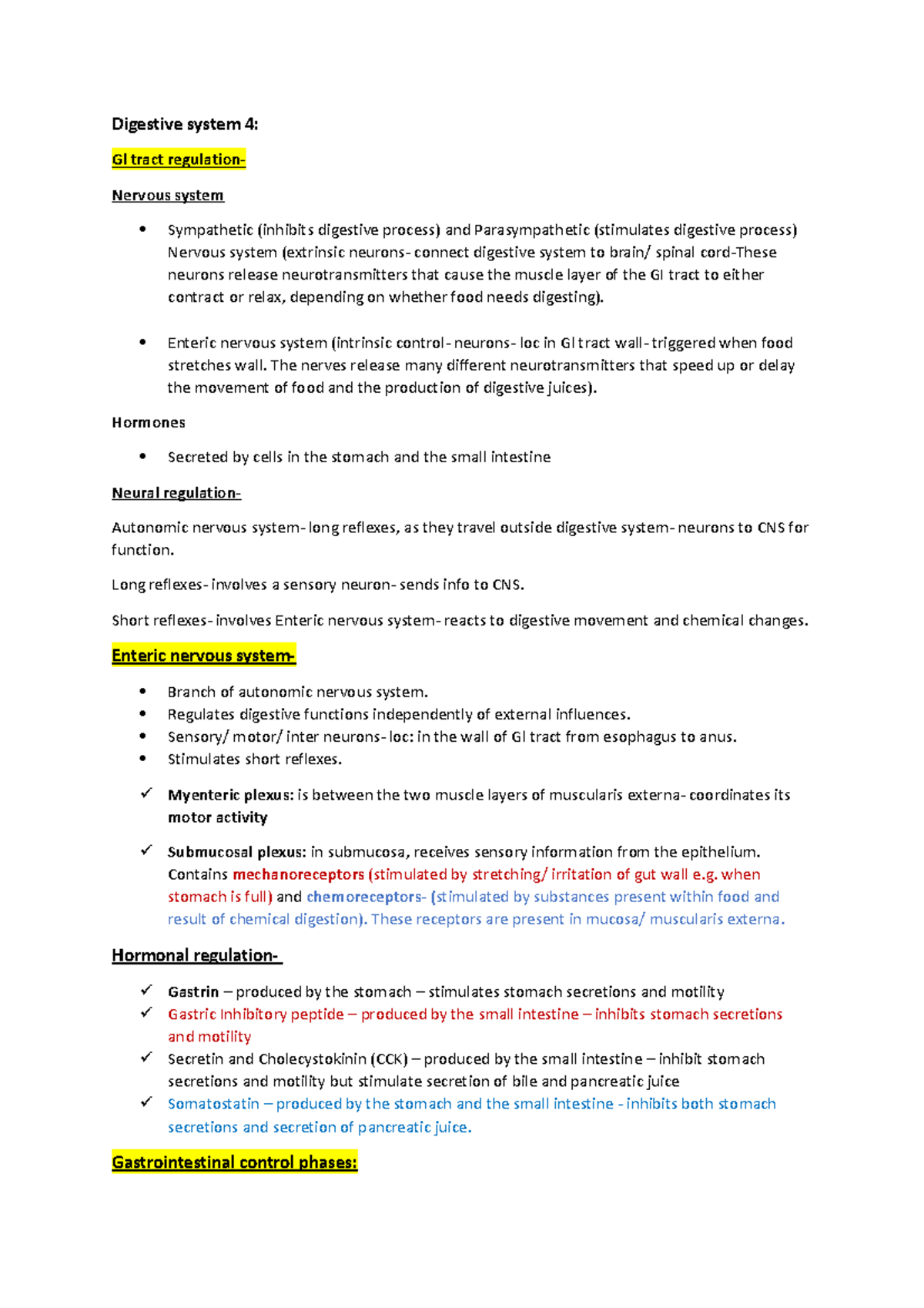Digestive system 4 - 2nd set of lecture notes - Digestive system 4: Gl ...
