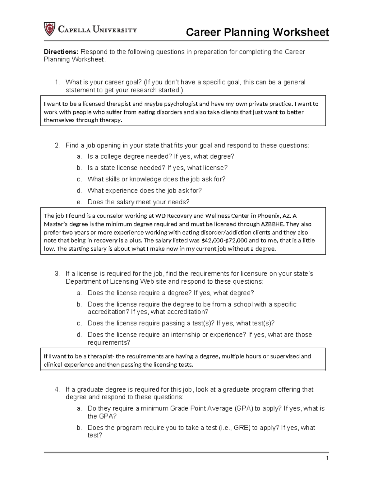 Career Planning WS 3-11 - Career Planning Worksheet Directions: Respond ...