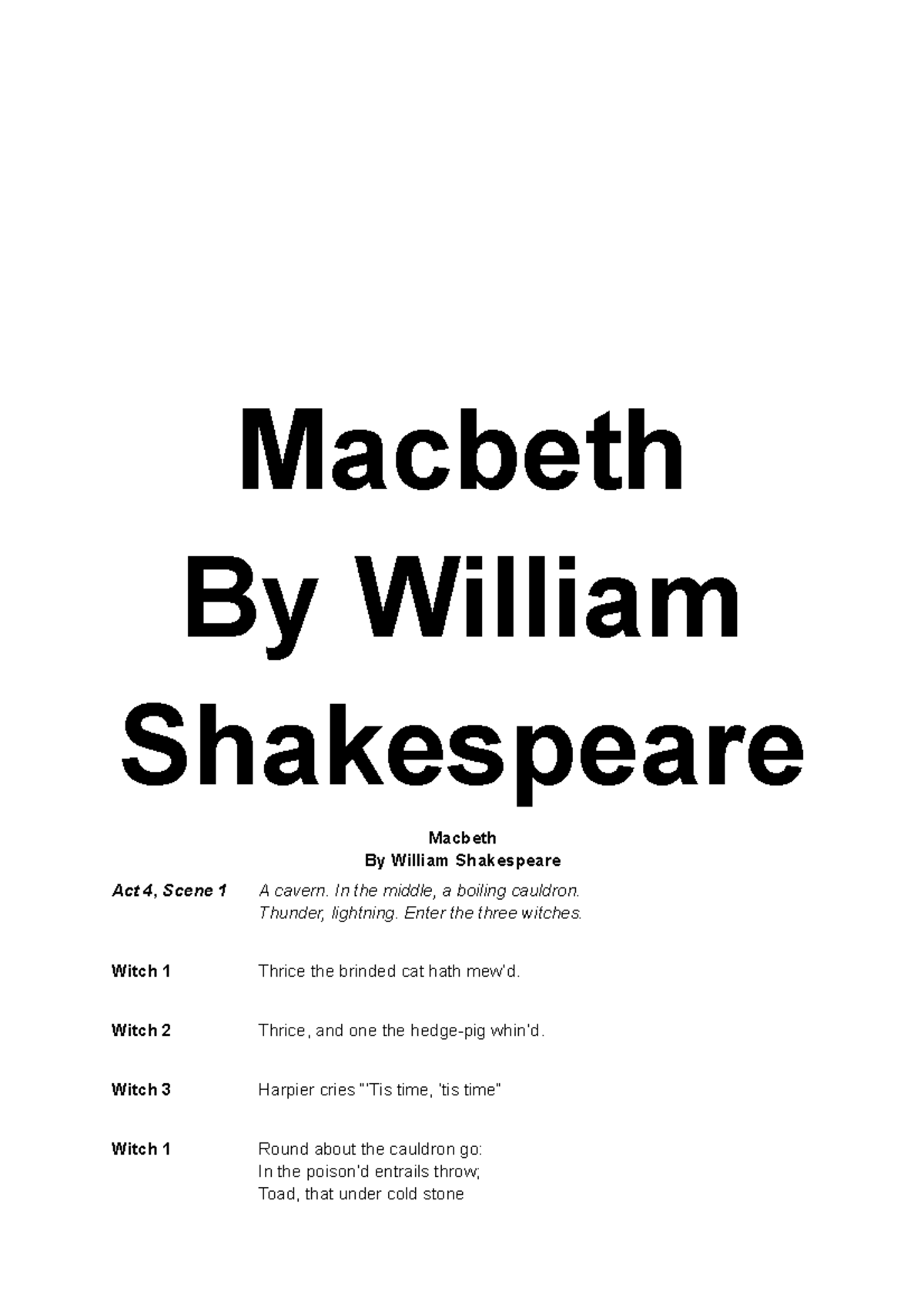 Macbeth (Script) - Macbeth By William Shakespeare Macbeth By William ...