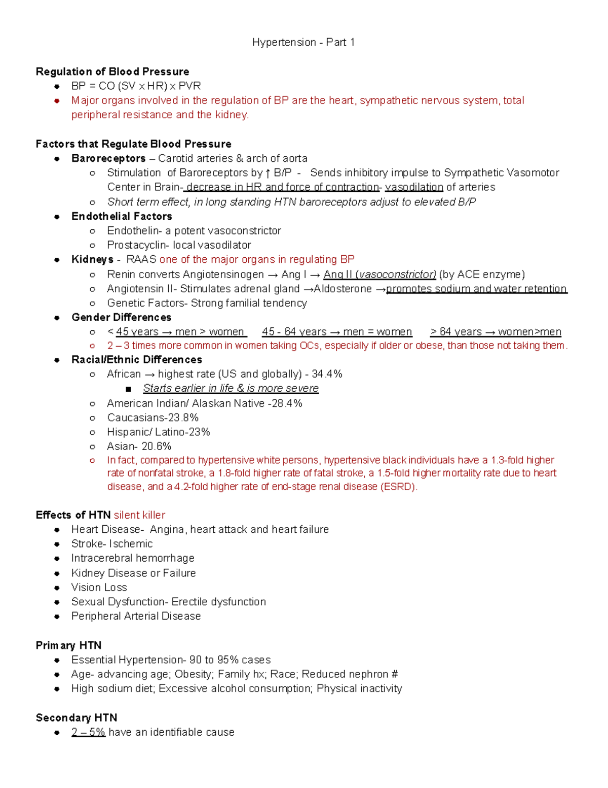 HTN pt 1 - exam notes - Hypertension - Part 1 Regulation of Blood ...