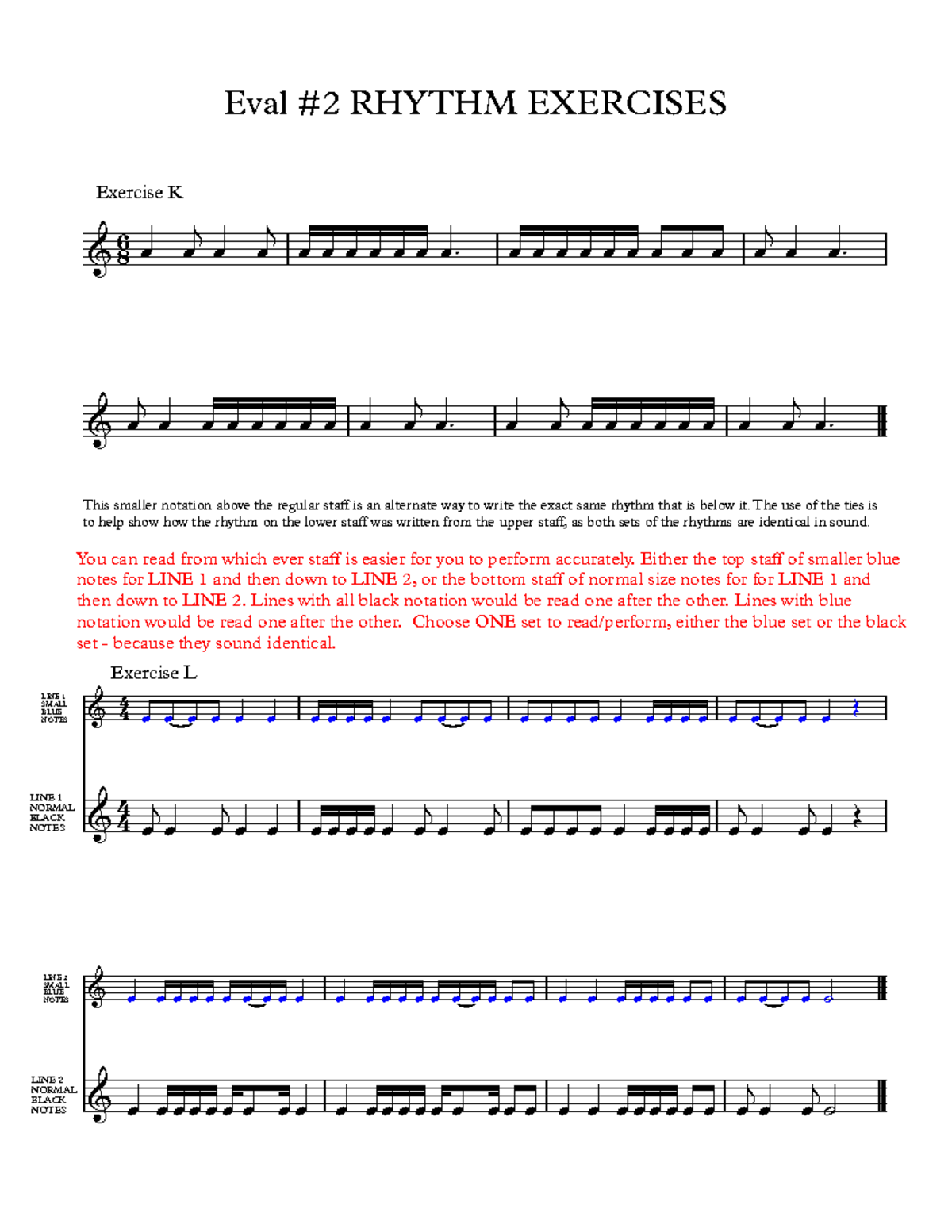 Week 2 Rhythm Exercises - 6 8 4 4 4 4 & Exercise K Eval #2 RHYTHM ...