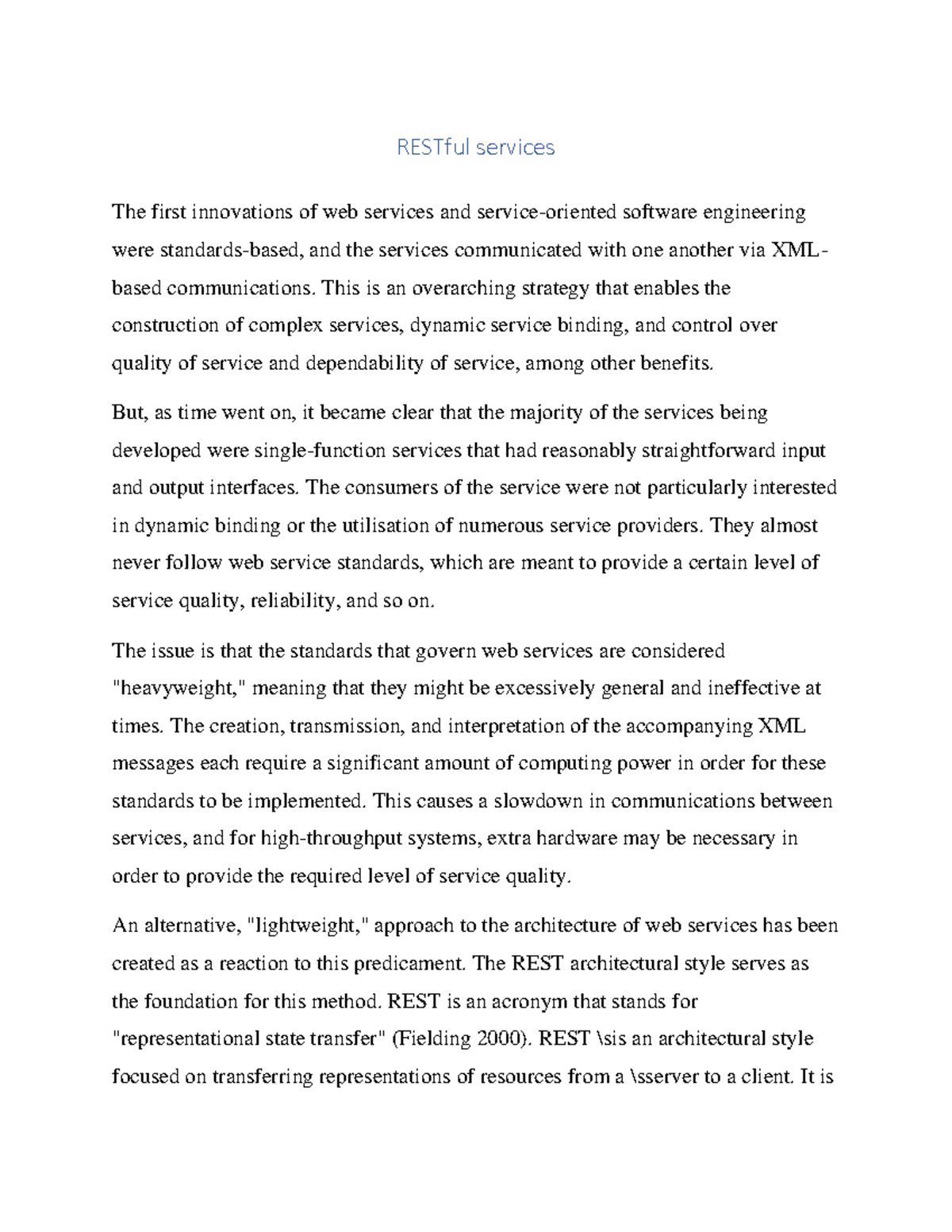 RESTful services - RESTful services The first innovations of web services and service-oriented ...