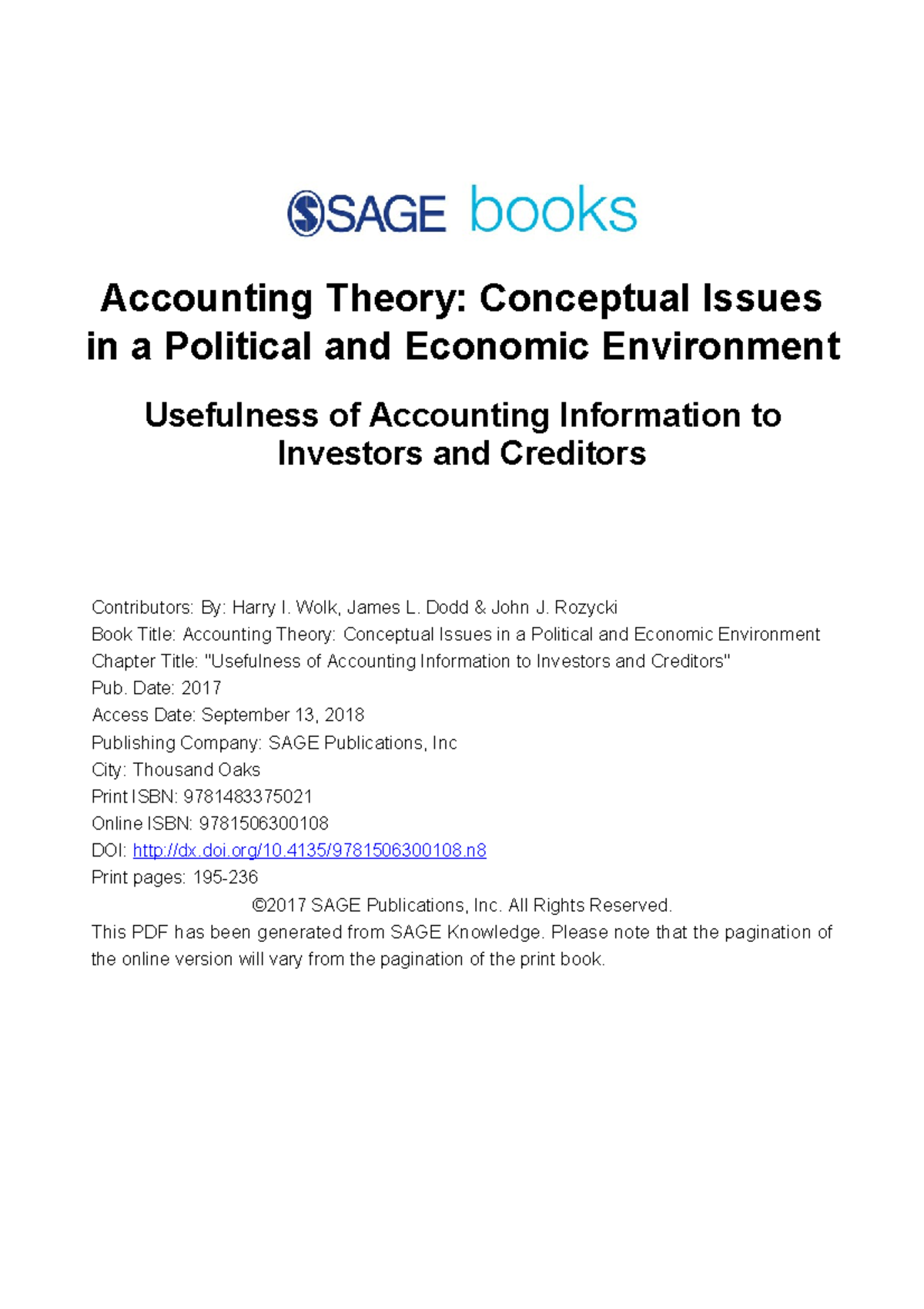 SAGE Book chapter 8 - rangkuman bab 8 sage book - Accounting Theory ...