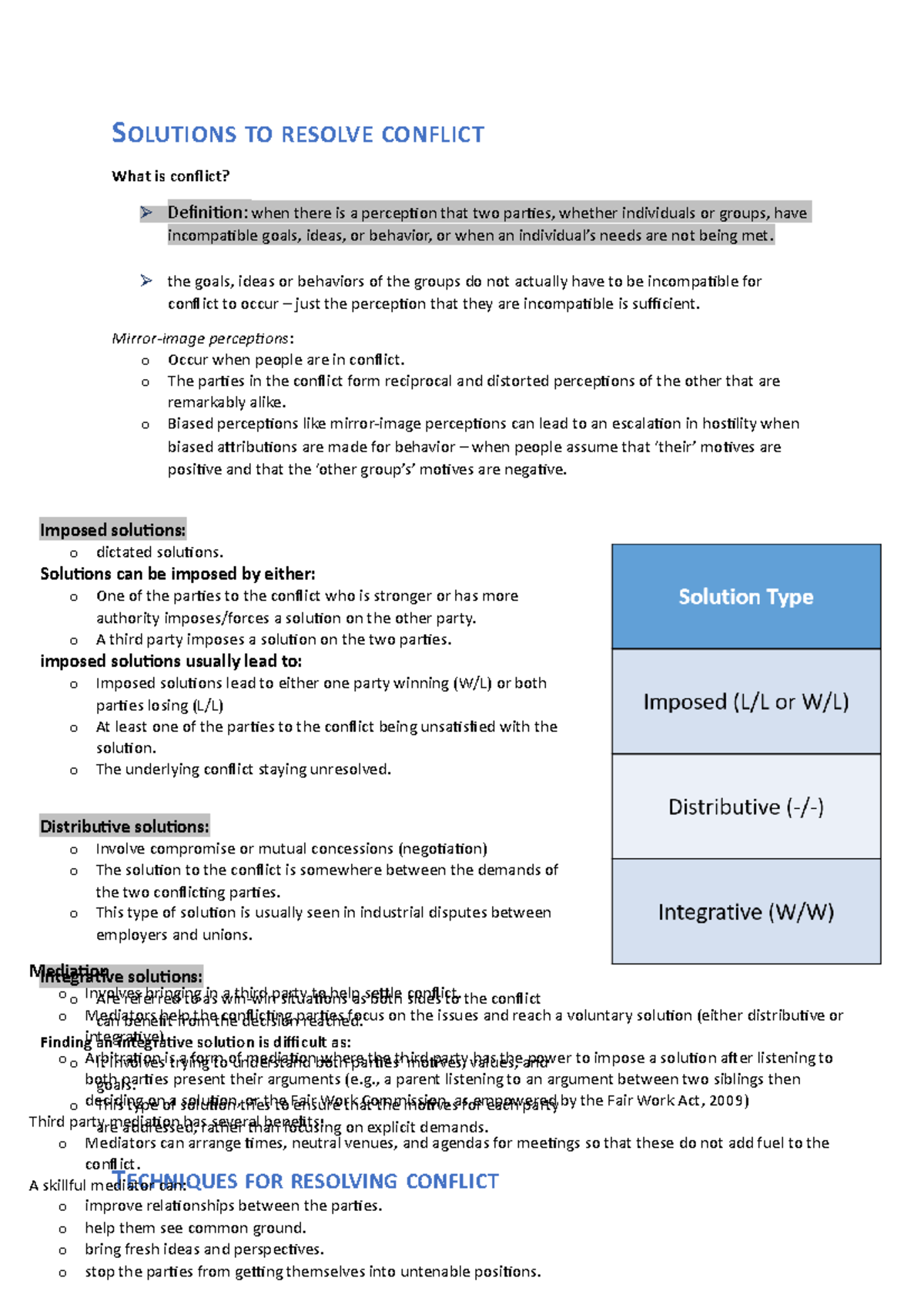 Solutions to resolve conflict - SOLUTIONS TO RESOLVE CONFLICT What is ...