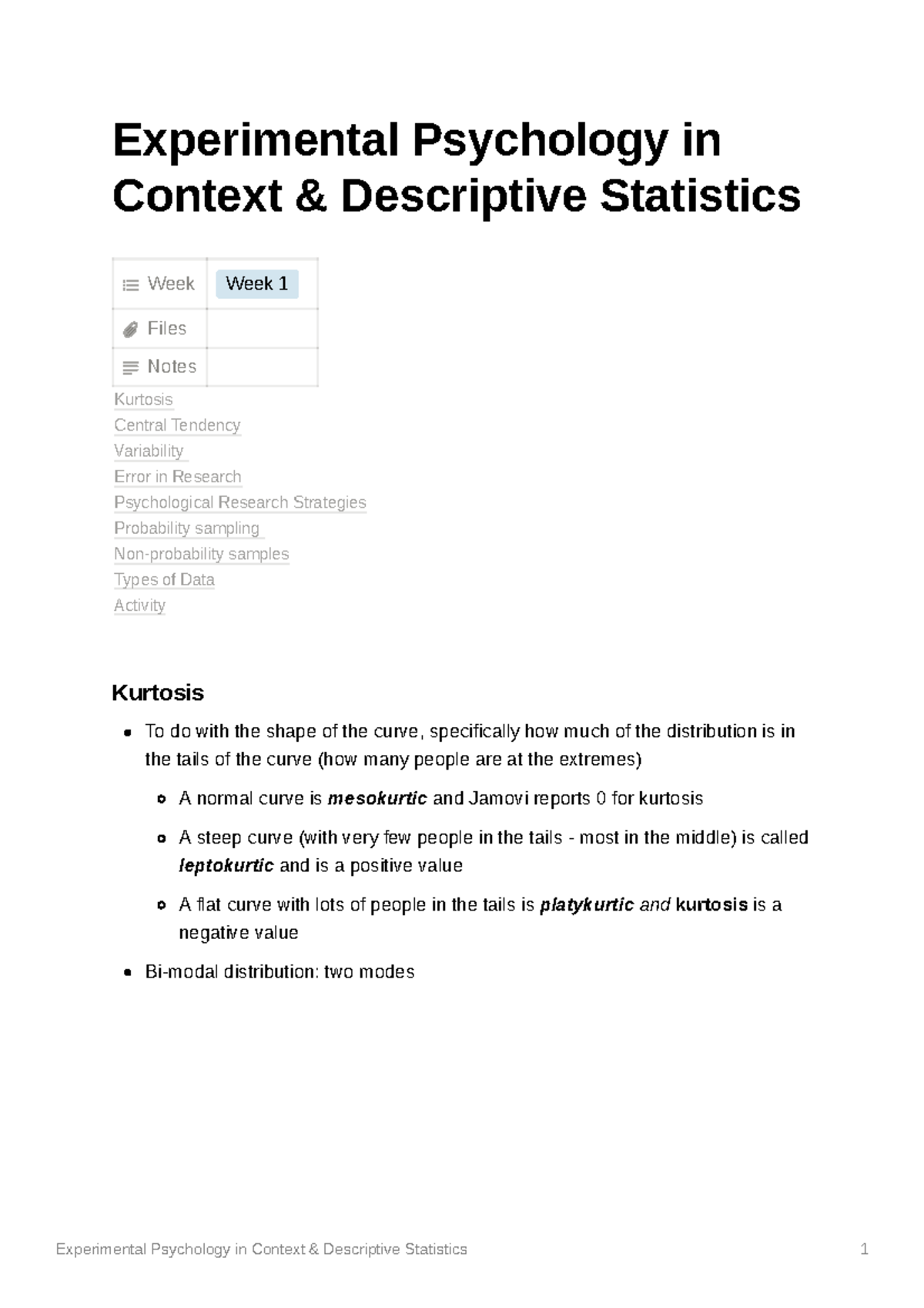 Experimental Psychology in Context Descriptive Statistics ...