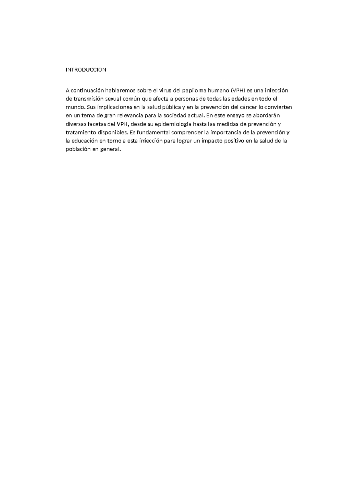 Trabajo VPH - tener mas informacion del vph - INTRODUCCION A ...