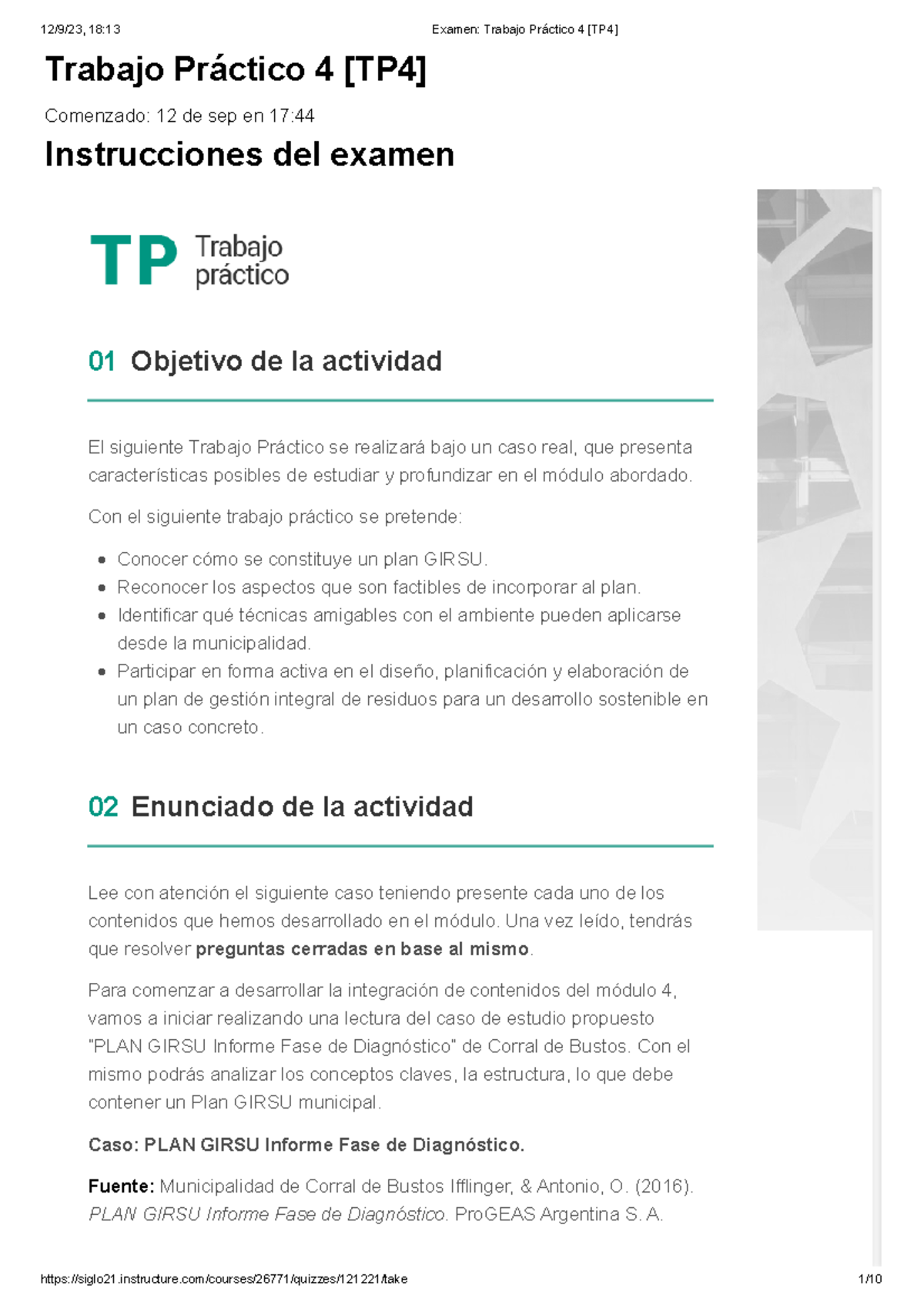 [TP4] 95% Gestion de residuos - Trabajo Práctico 4 [TP4] Comenzado: 12 de sep en 17 ...