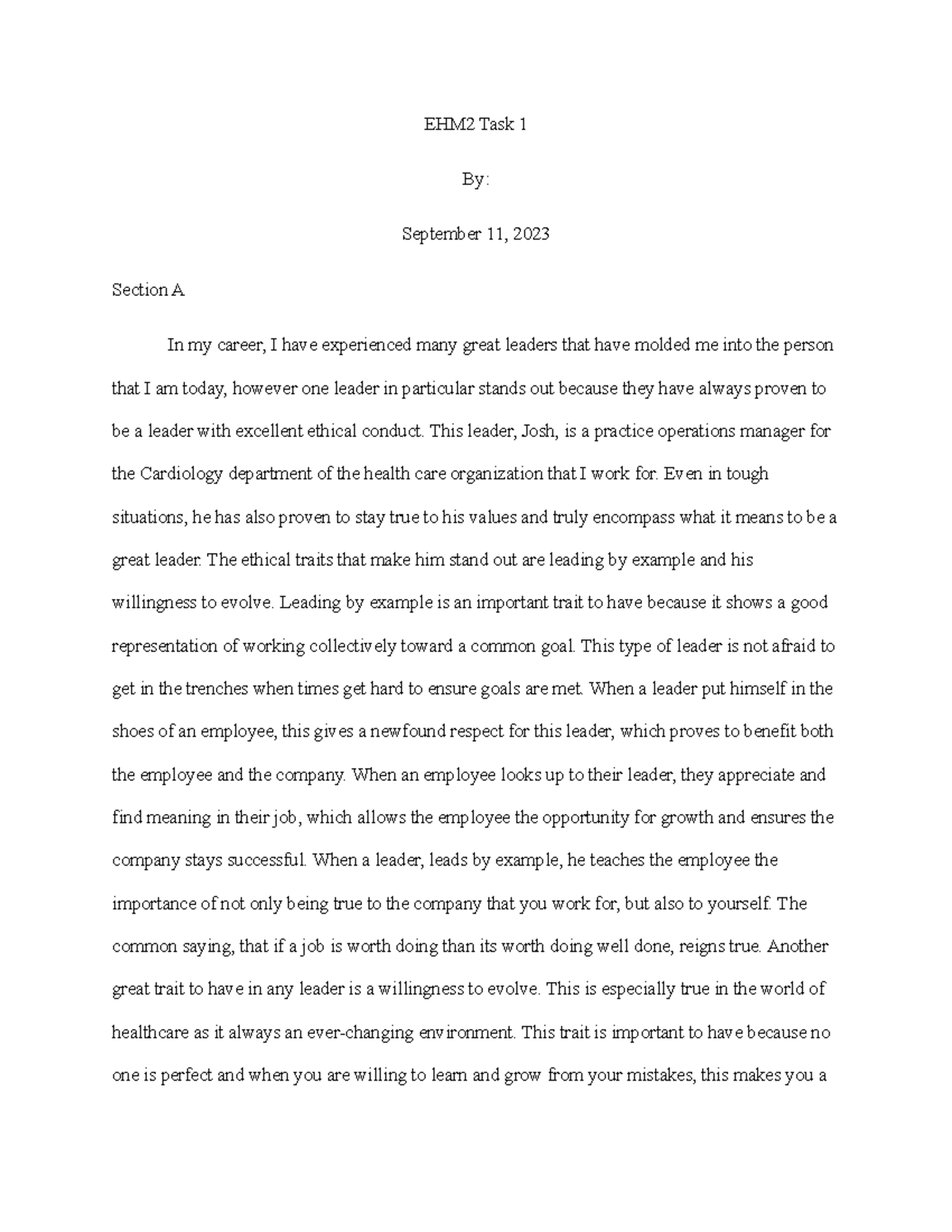 EHM2 Task 1 - EHM2 Task 1 assignment - EHM2 Task 1 By: September 11 ...